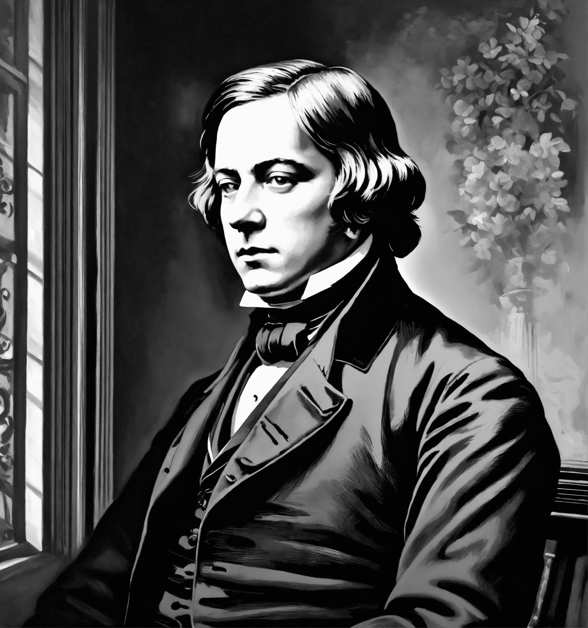 Lexica - Classic depicted in paintings Robert Schumann in vector black ...