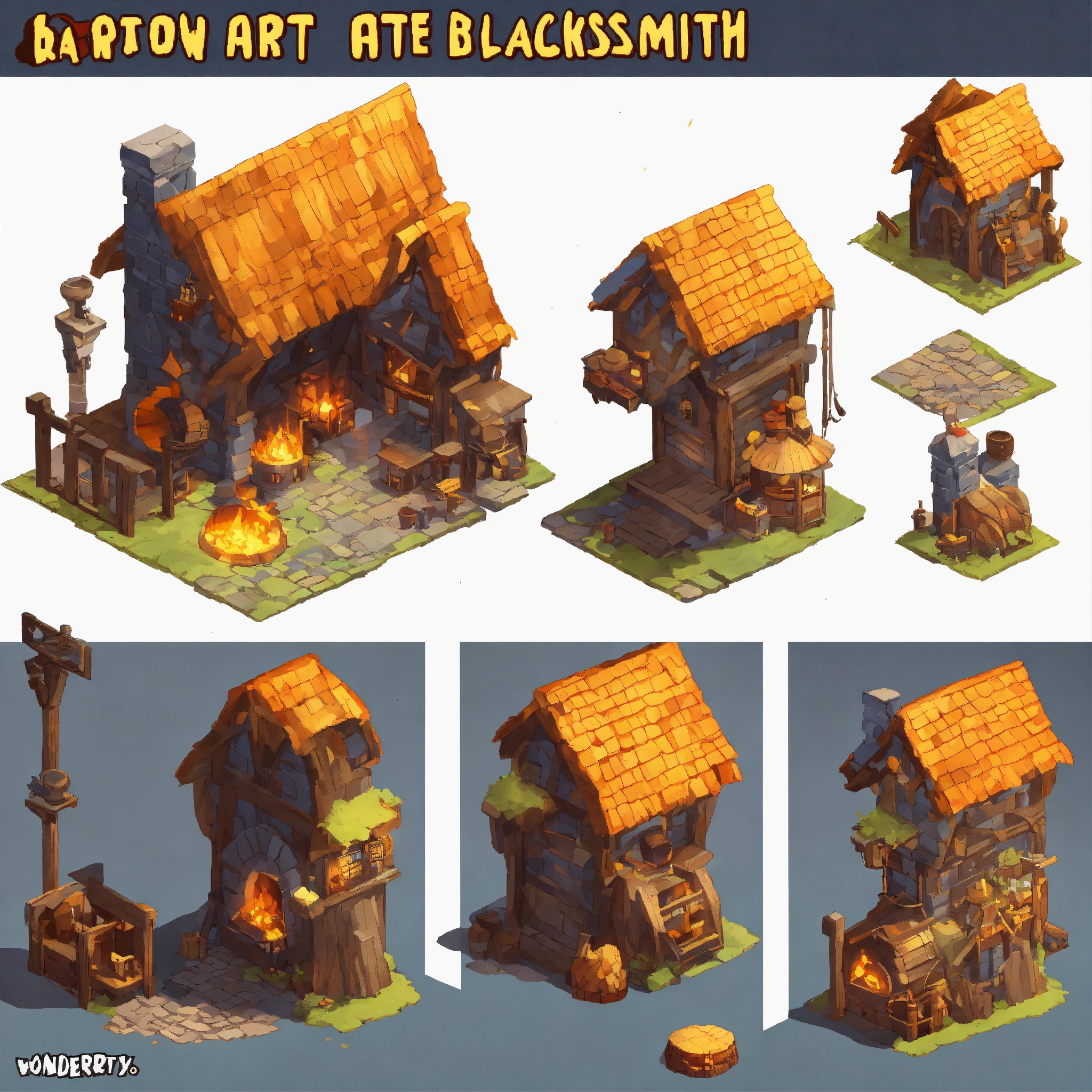 Lexica - Game art, blacksmith, isometric, full view, outside view ...