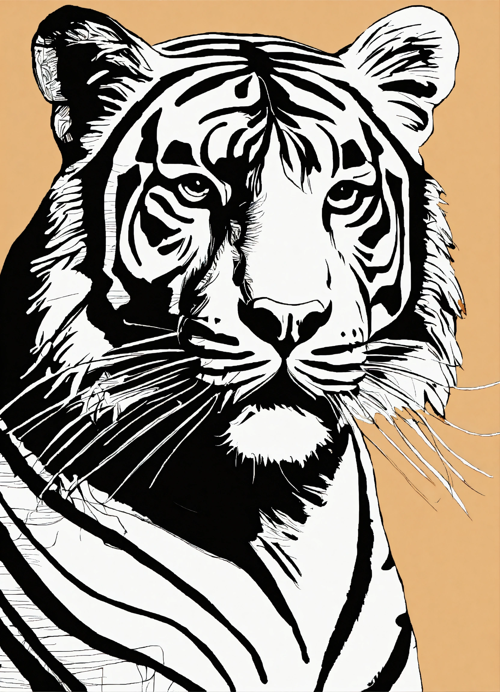 Lexica - Tiger portrait, one line drawing, bold sketch inspired by ...