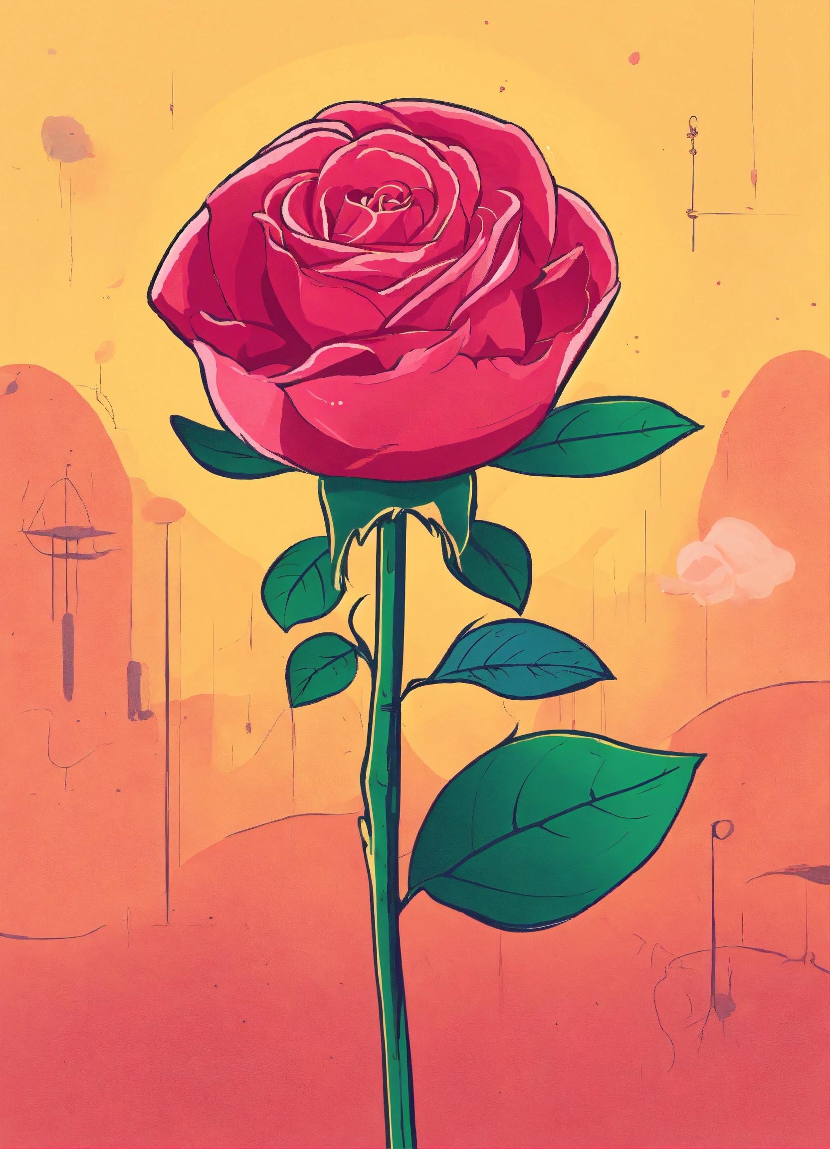 Lexica - A single anthropomorphic rose with a smile and two x for eyes ...