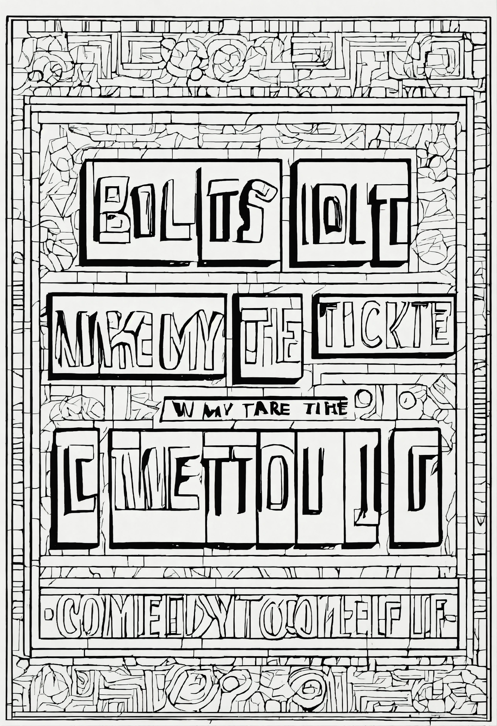 Lexica - Coloring page for adults, bold lines, dark lines, sign with a ...