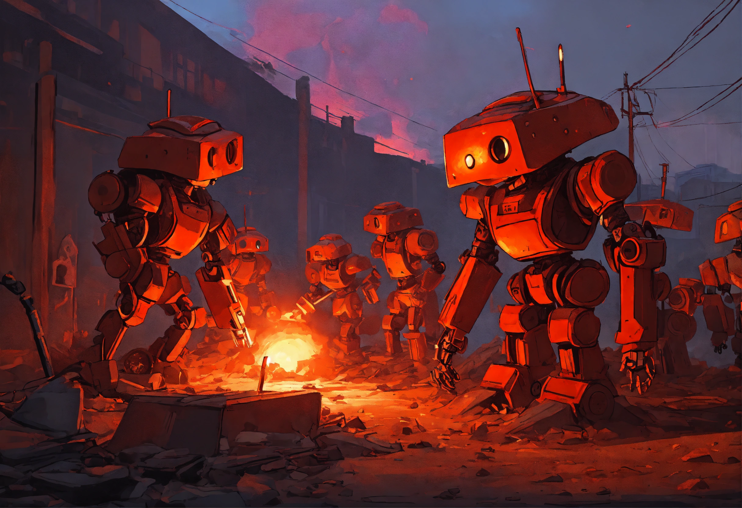 Lexica - Depict a cartoon-style scene of one robust, decaying bronze ...