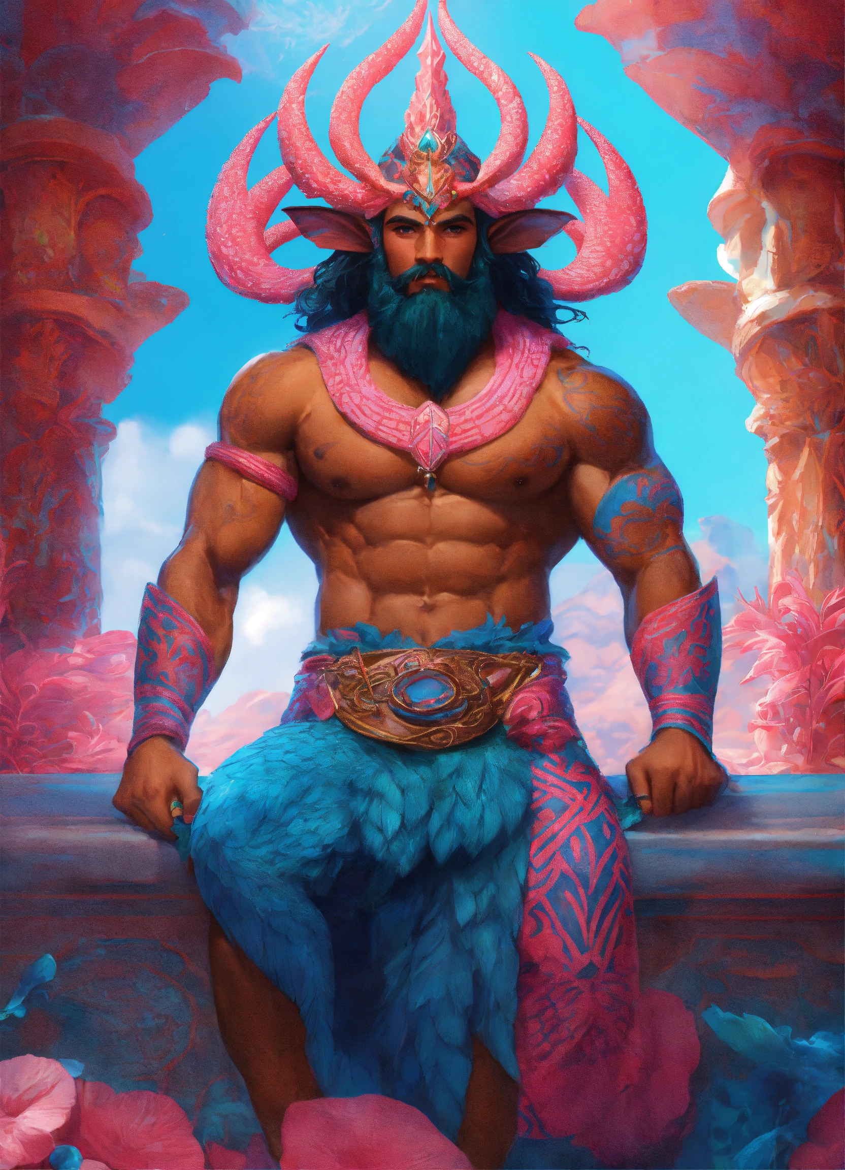 Lexica - A buff muscular Sea-elf Blue and pink scales rings on his ...