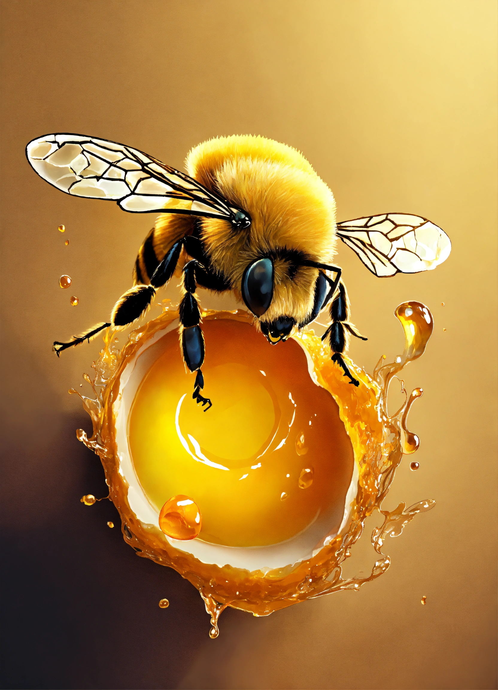 Lexica - Bee shaped like an egg cracking with honey coming out