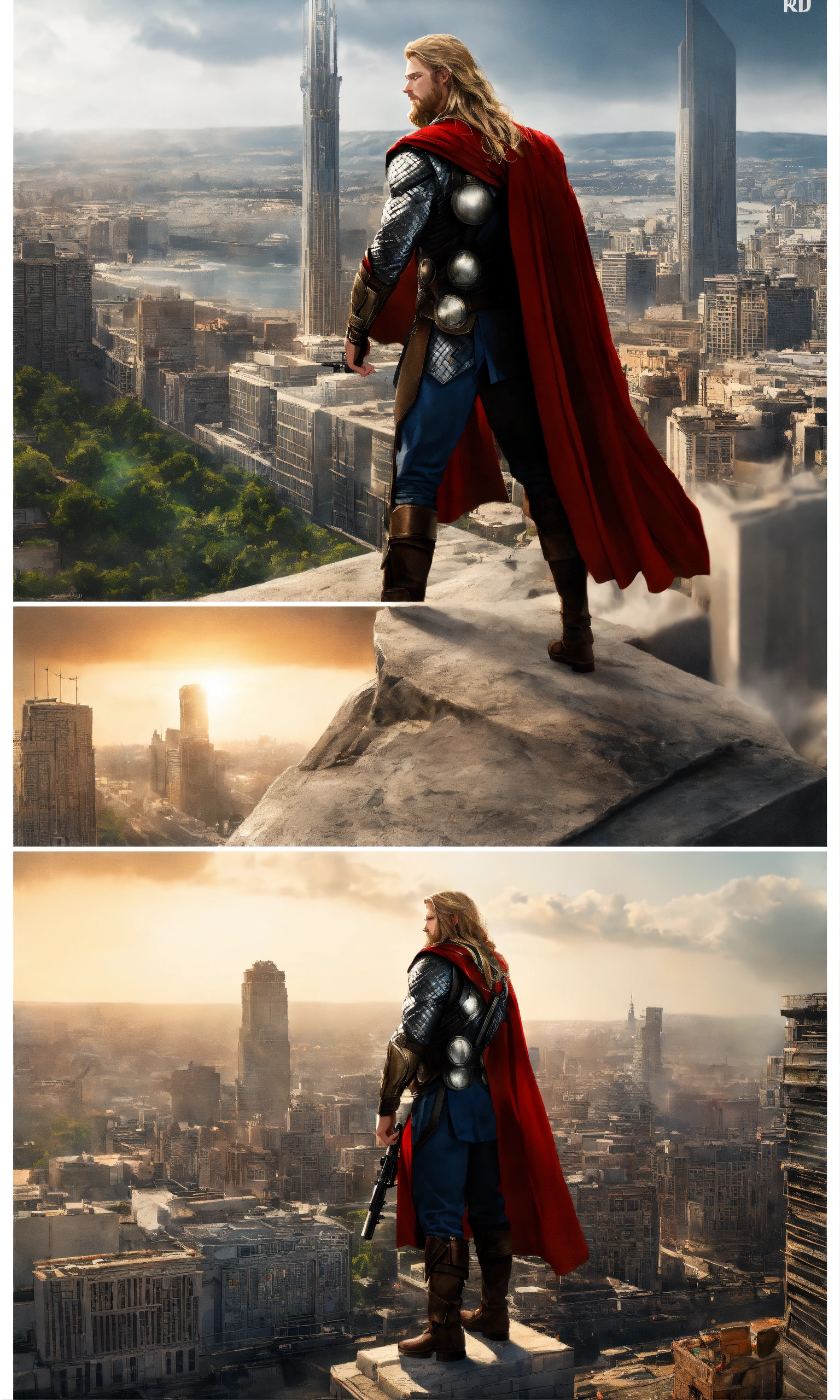 Lexica - Realistic, thor becomes a sniper, shooting on the top building ...