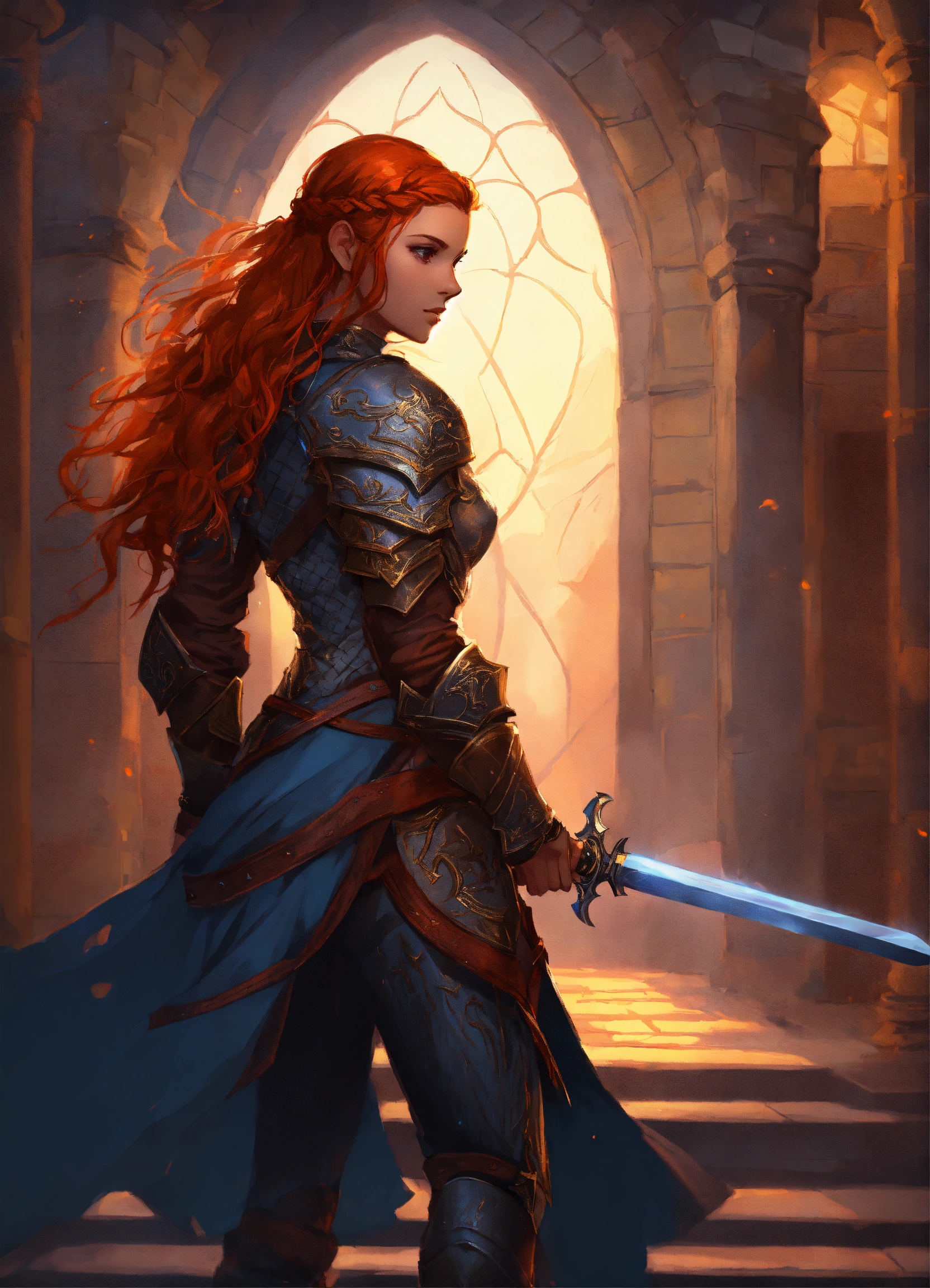 Lexica - Female paladin in center, dnd, fantasy, braided red hair ...