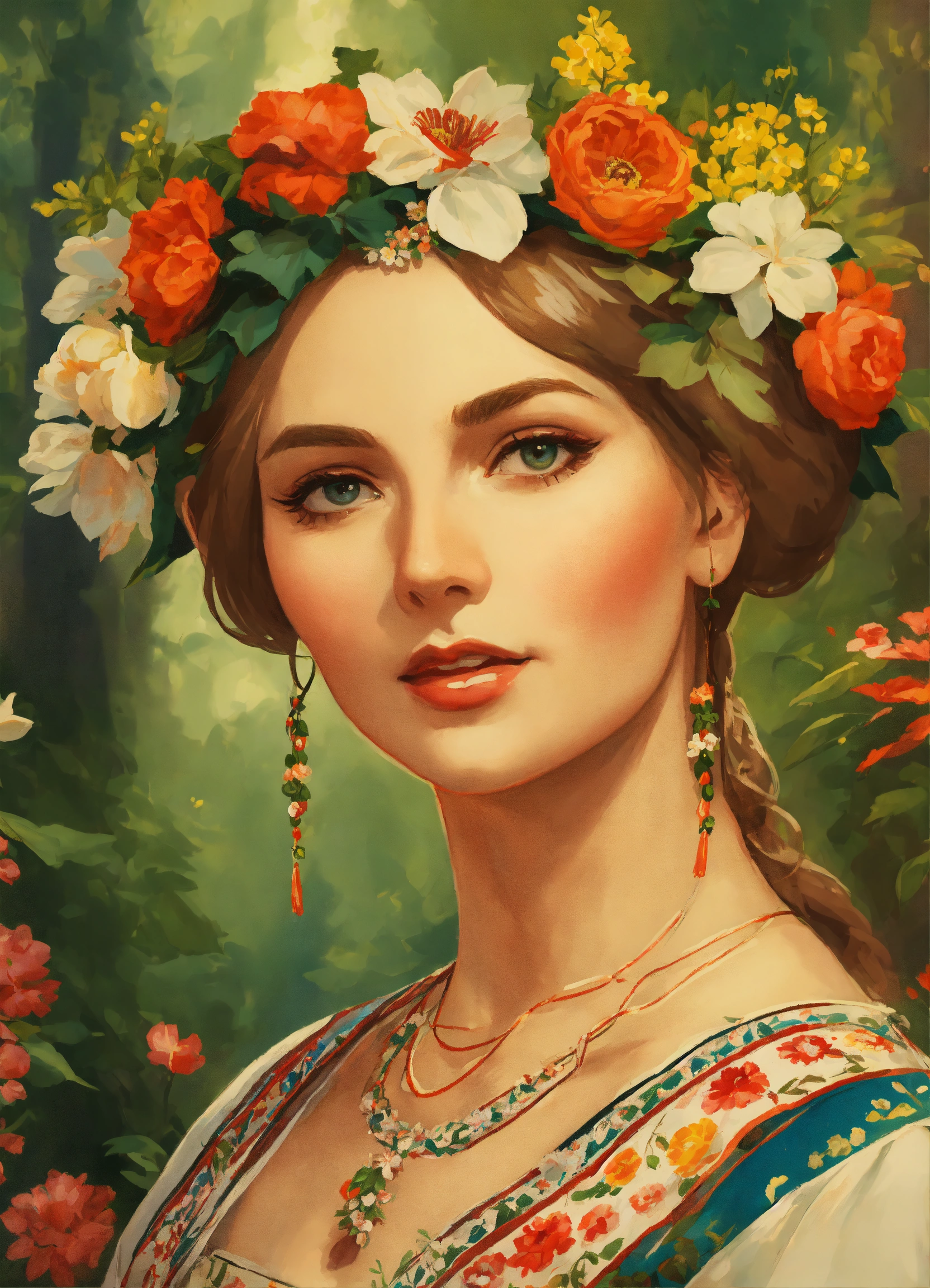 Lexica - Vintage poster of a beautiful Slavic woman’s face in ...