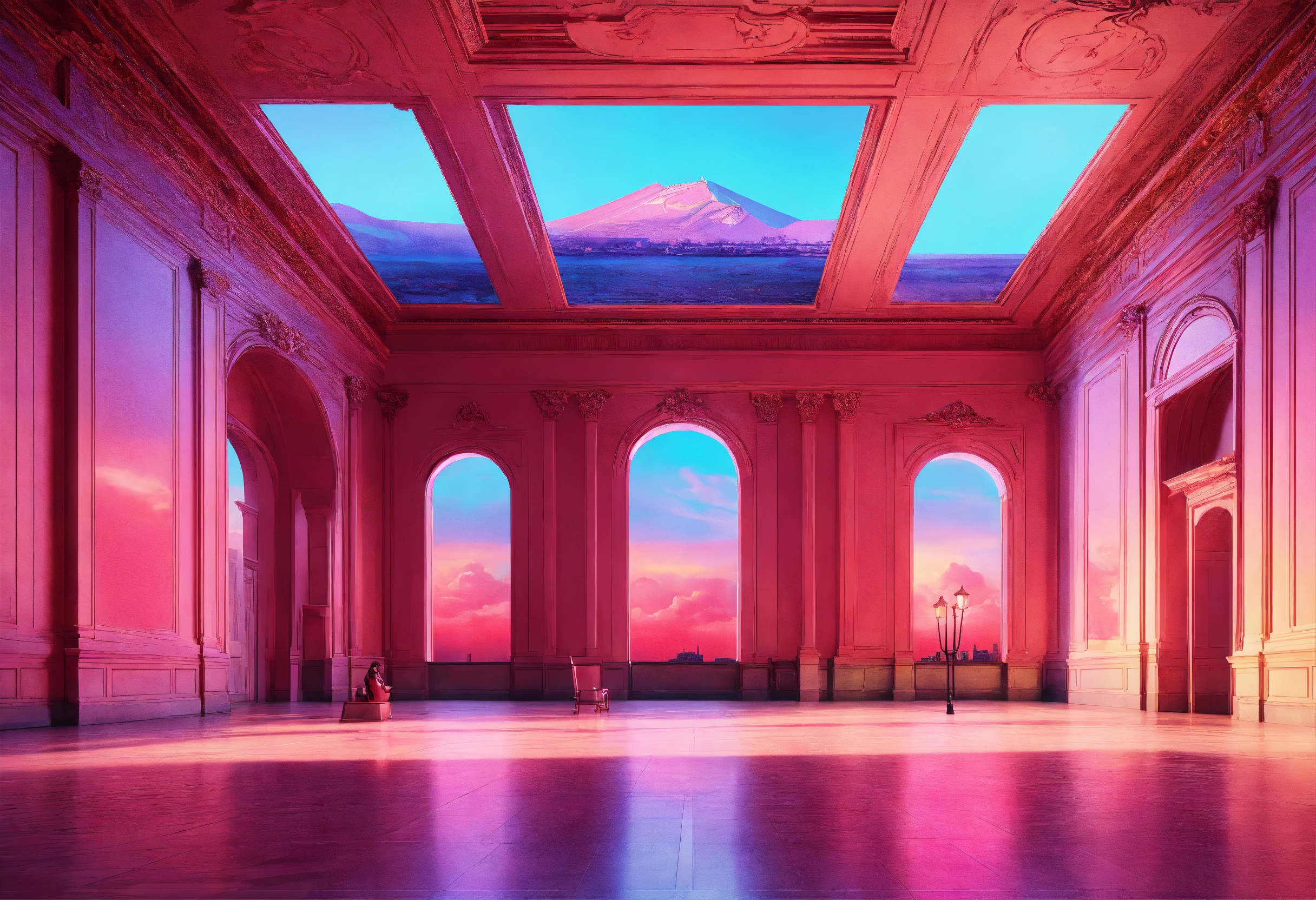 Lexica - Large room at the louvre with massive framed painting on the ...