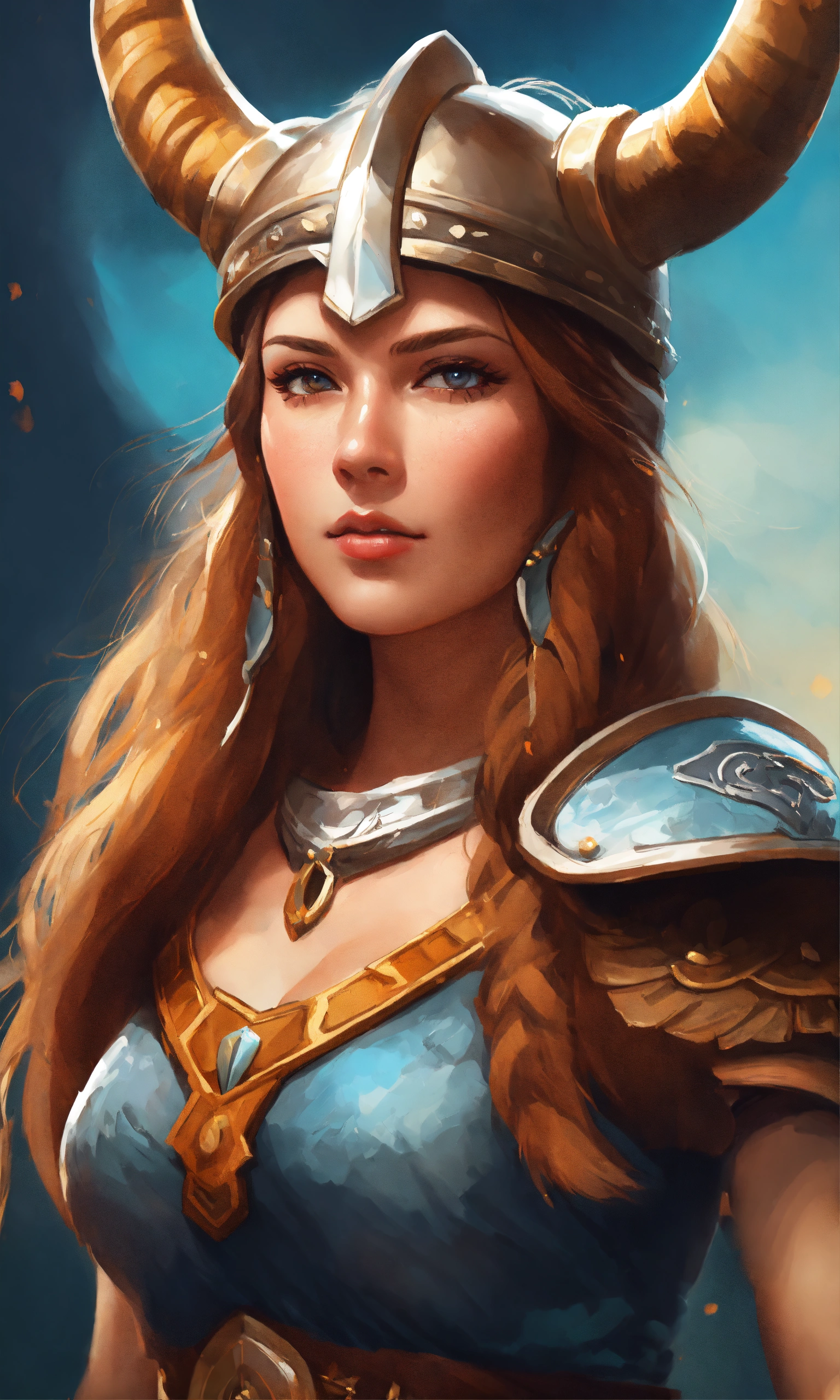 Lexica - Viking princess with horned helmet, realistic cartoon oil ...