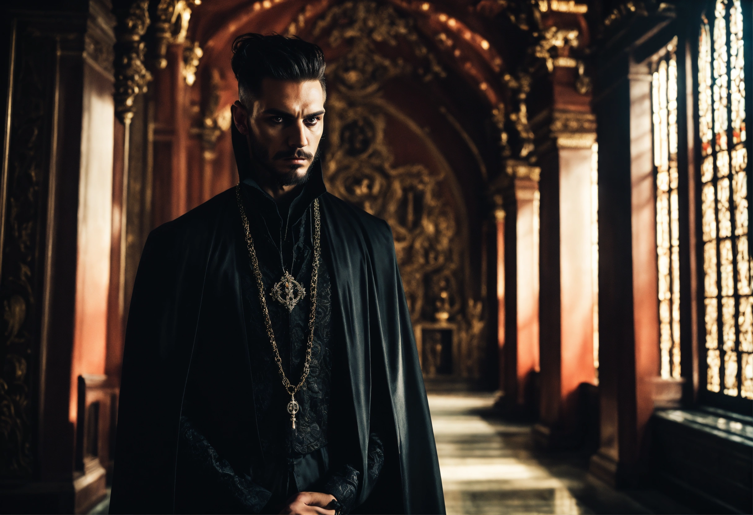 Lexica - Sinister and dramatic portrait of a young handsome evil cult ...