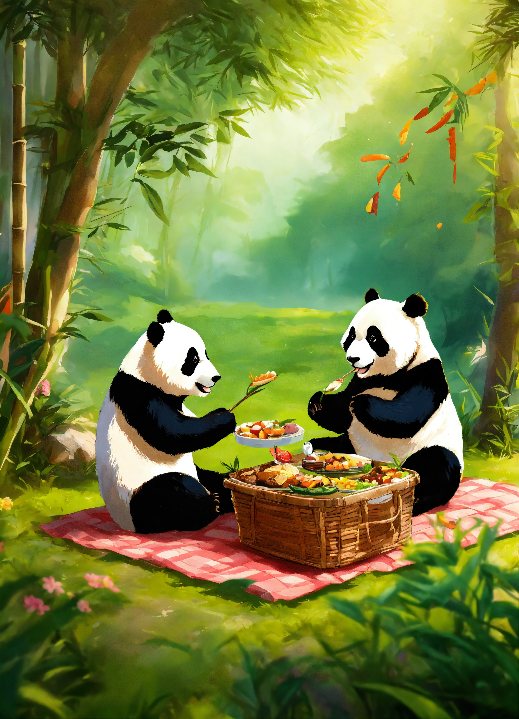 Lexica - Join a panda picnic party amidst lush greenery, where these ...