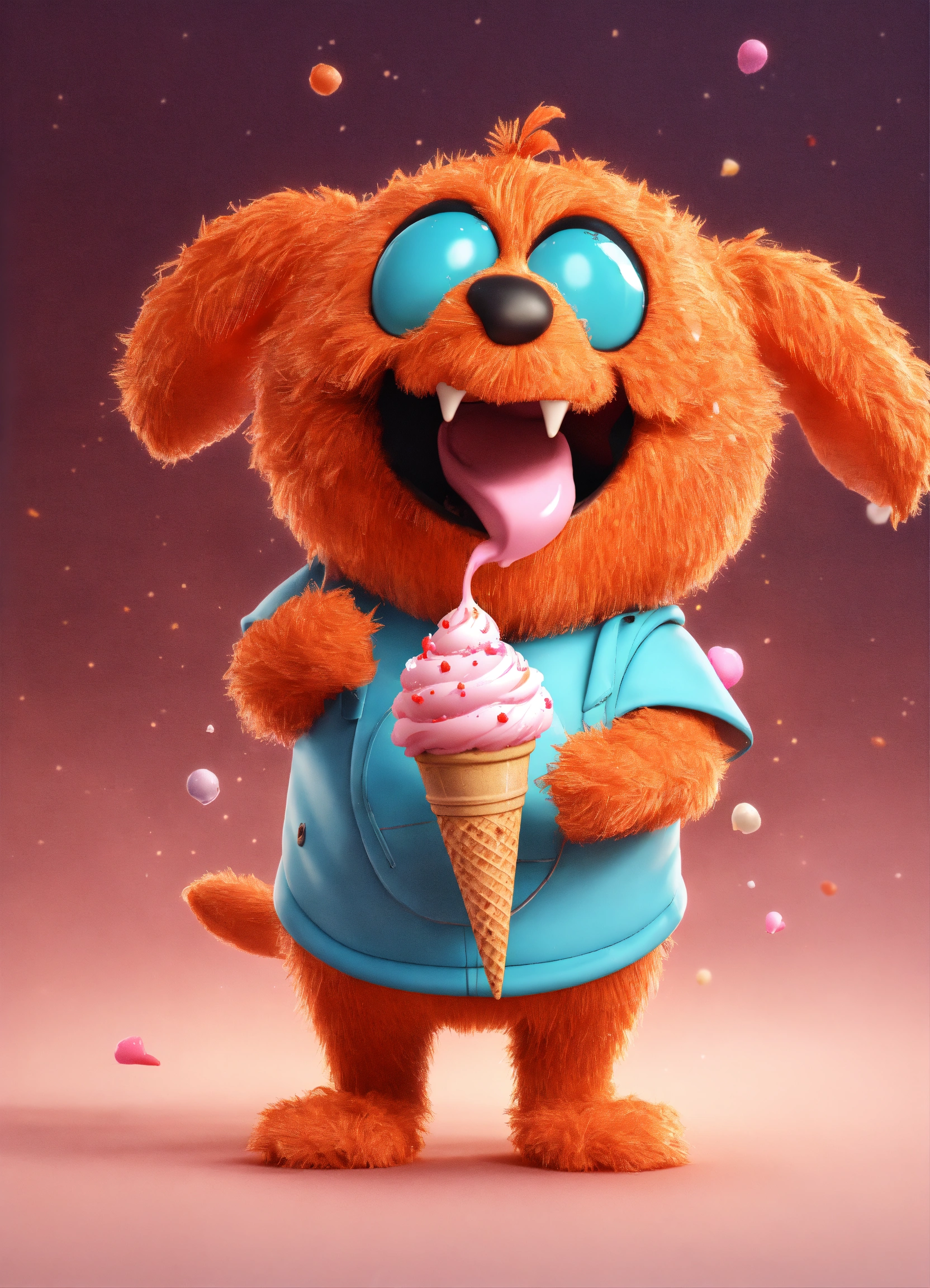 Lexica - A cute 3D craw character eating ice-cream, charming, adorable ...