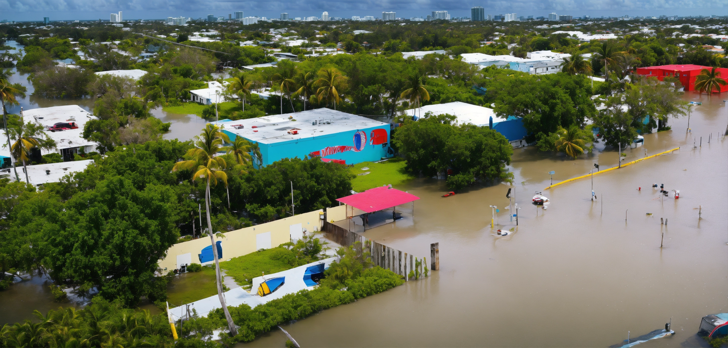 Lexica - Aerial view of Wynwood, Miami completely underwater