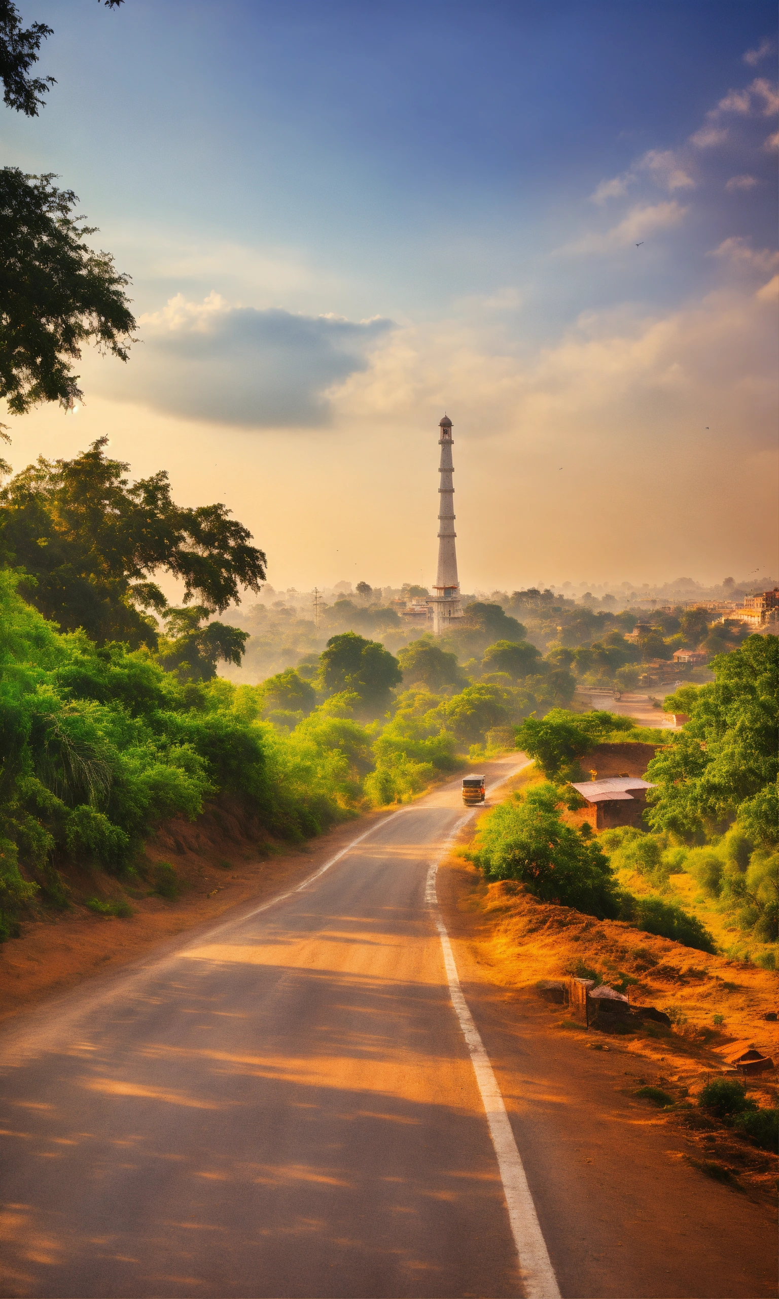 Lexica - Sunny day, road, indian city background, Landscape Photography ...