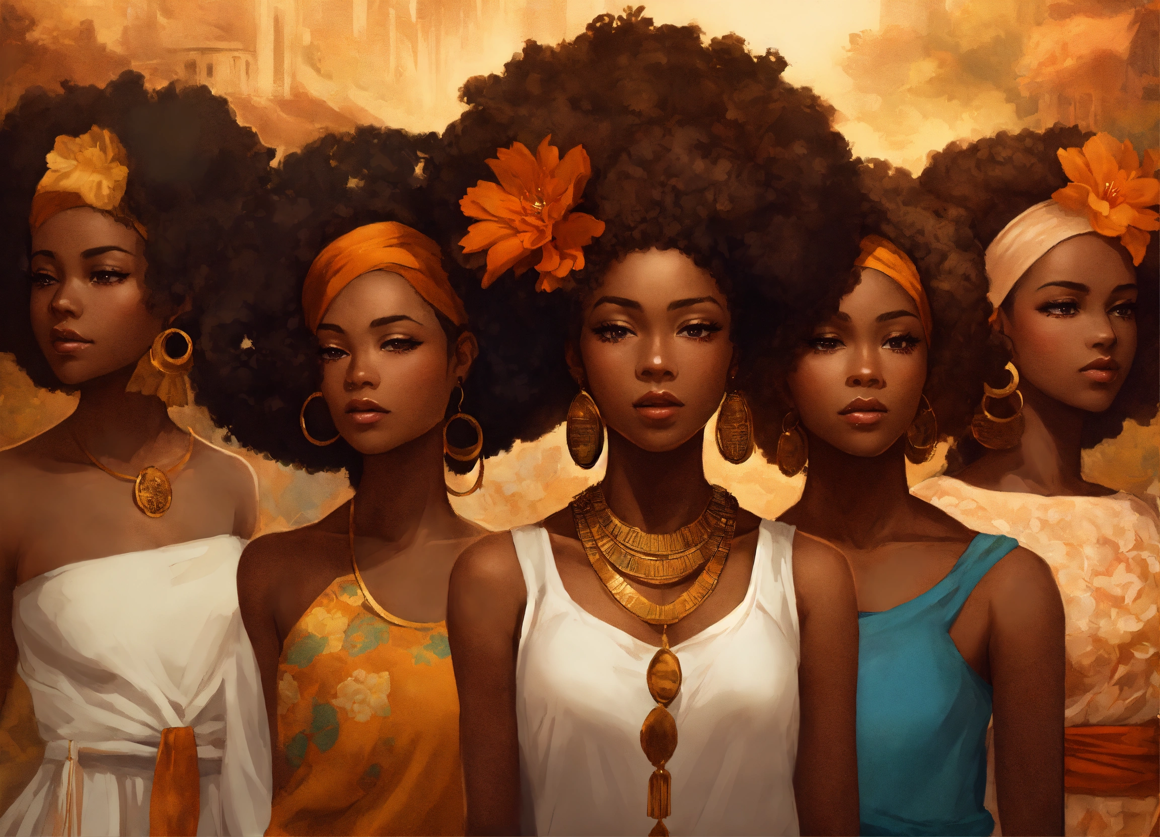 Lexica - Create a portrait with a group of Afrocentric women using this ...