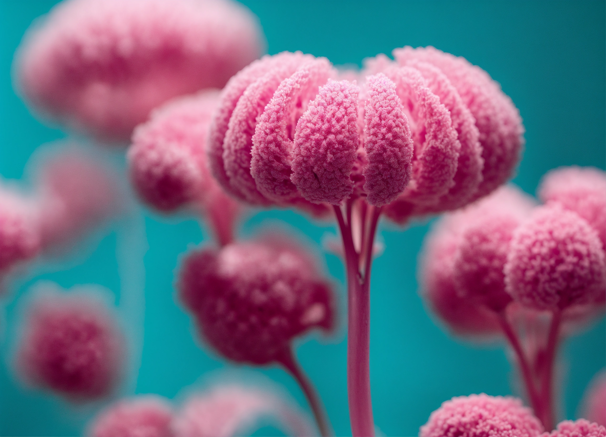 Lexica - Pink healthy ovaries body on a desaturated turquoise background