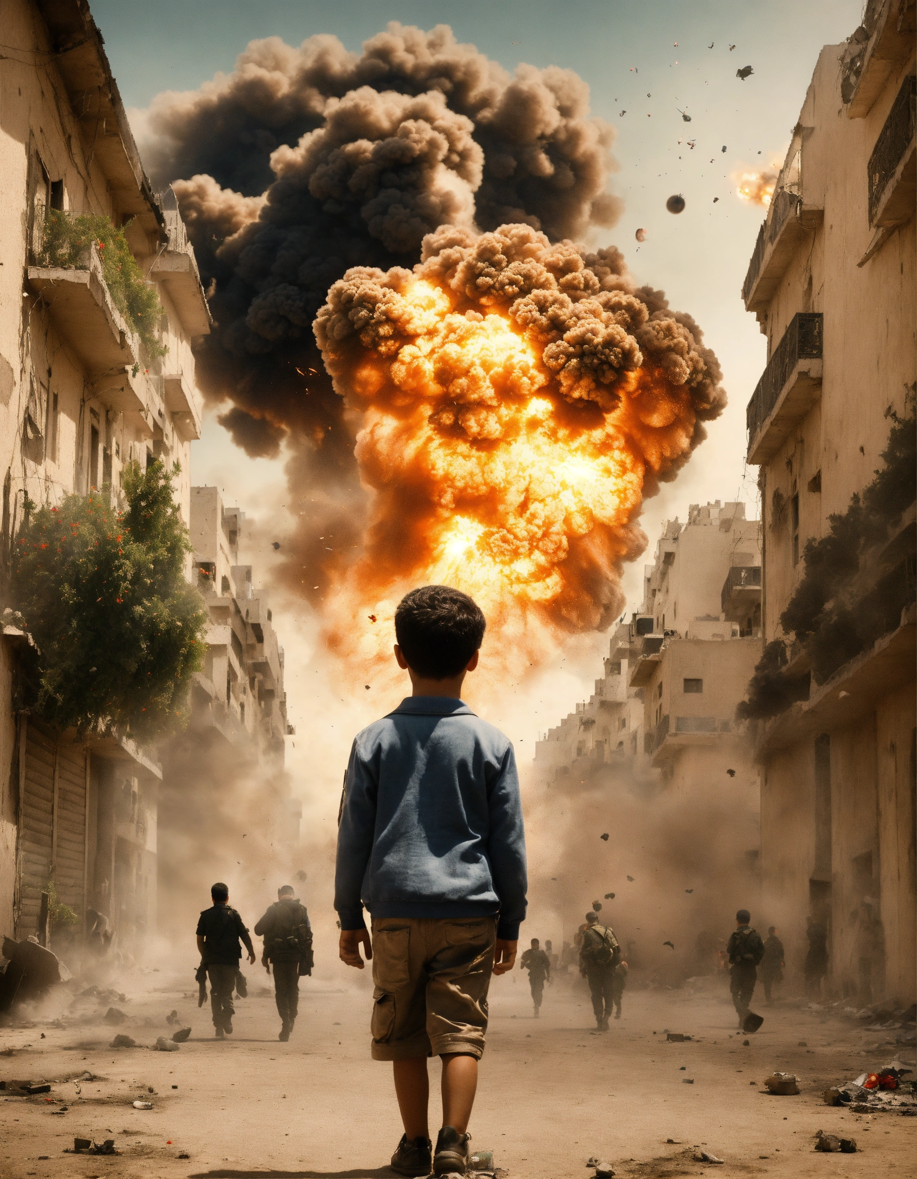 Lexica - If the war in gaza will be in Paris. Double Exposure child ...