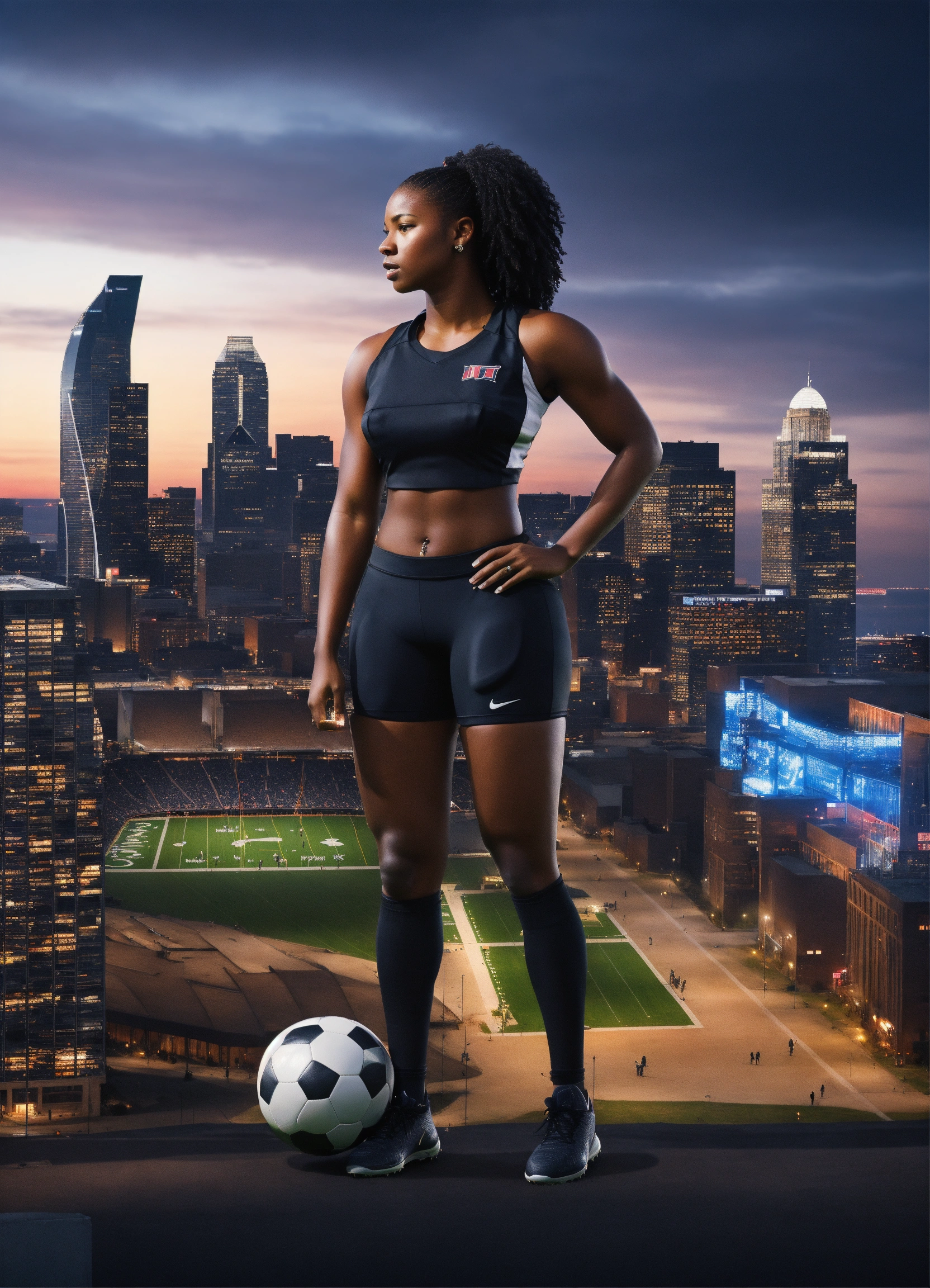 Lexica - Create realistic beautiful black woman football player ...