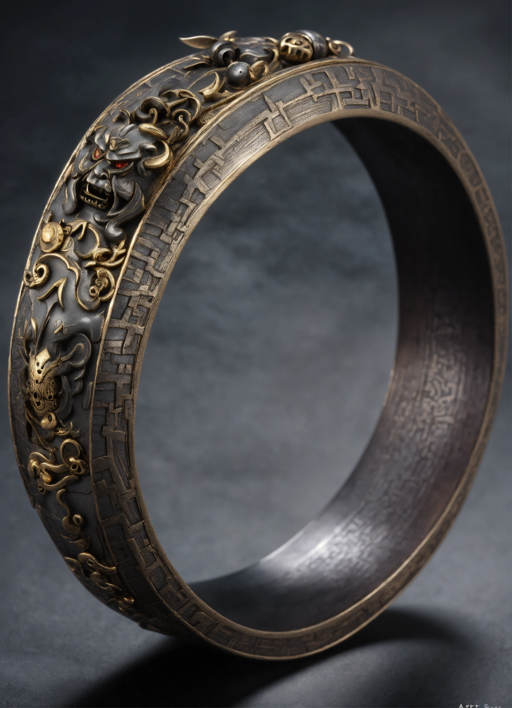 Lexica - Edo Period demon bracelet, Ford Hallam Style, Shibuichi, tsuba ...