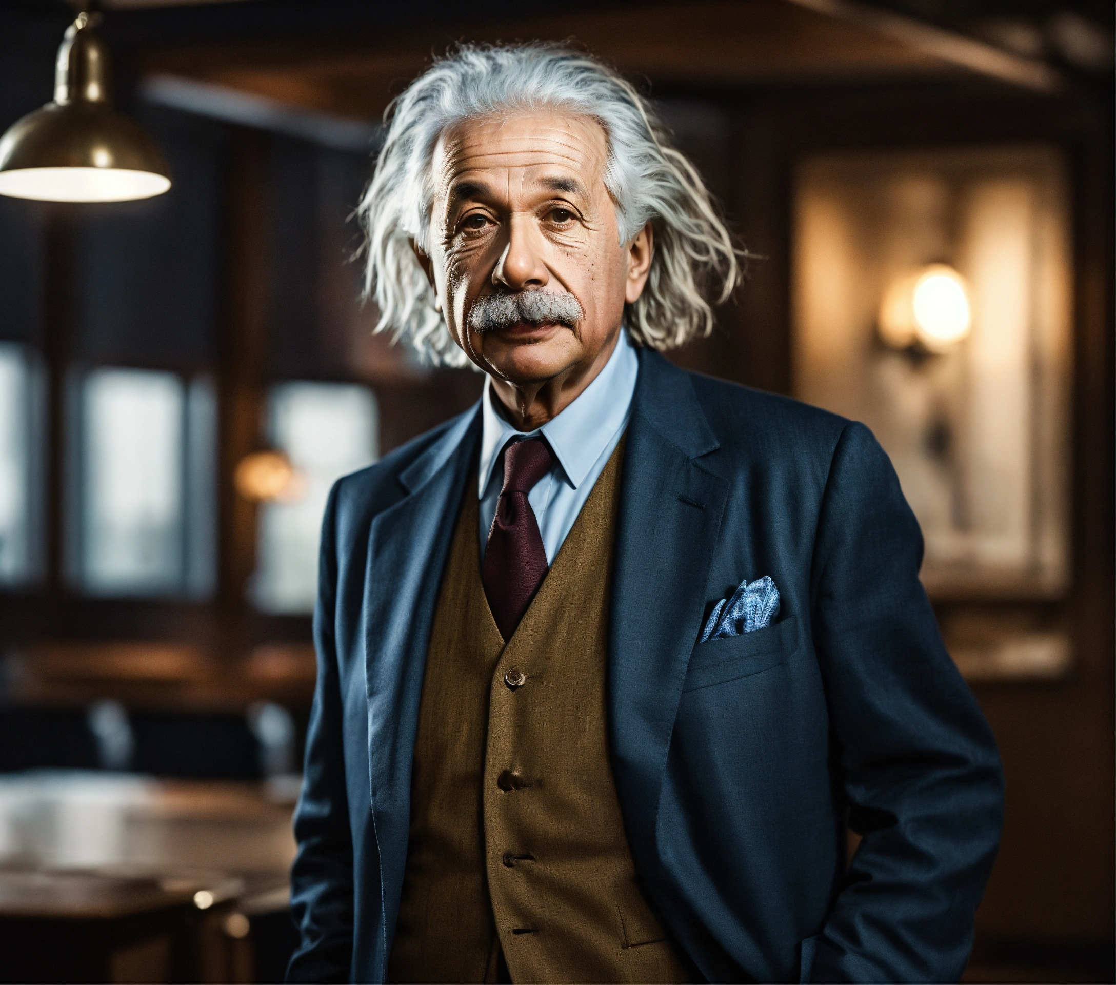 Lexica - Albert einstein mid 40s wearing a modern suit posing for ...