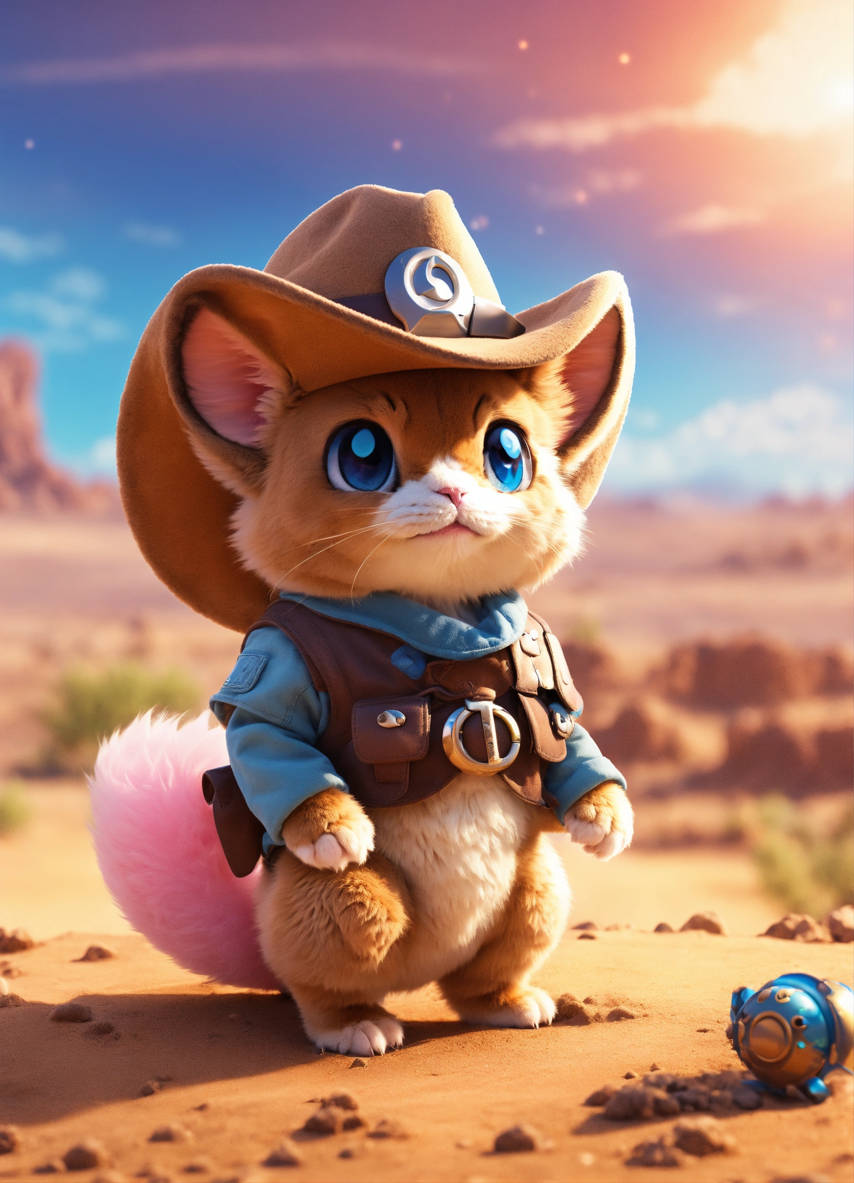 Lexica - An adorable and fluffy baby Pokemon Mew, cowboy, western ...