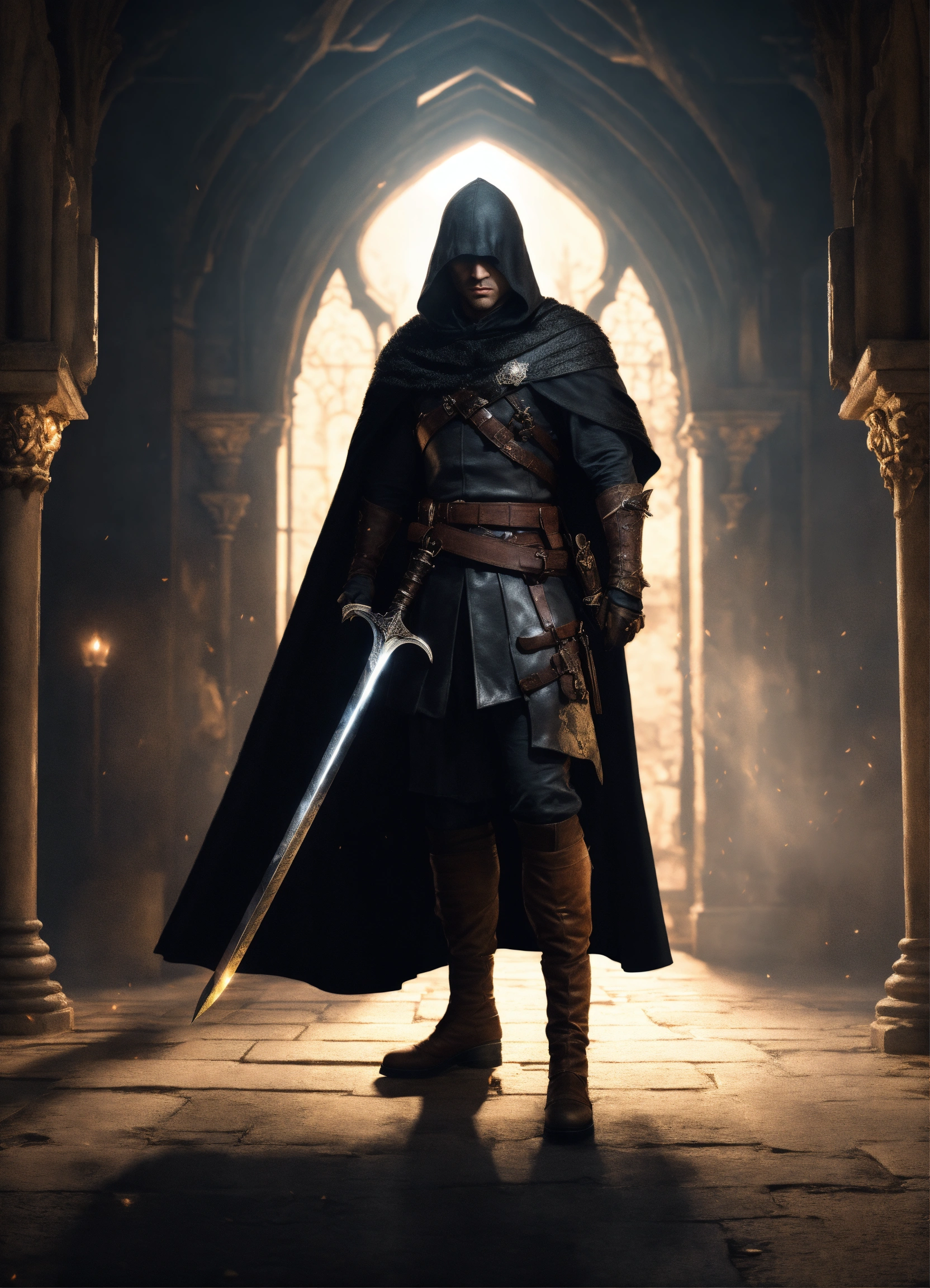 Lexica - A realistic full body portrait of a medival male assasin ...