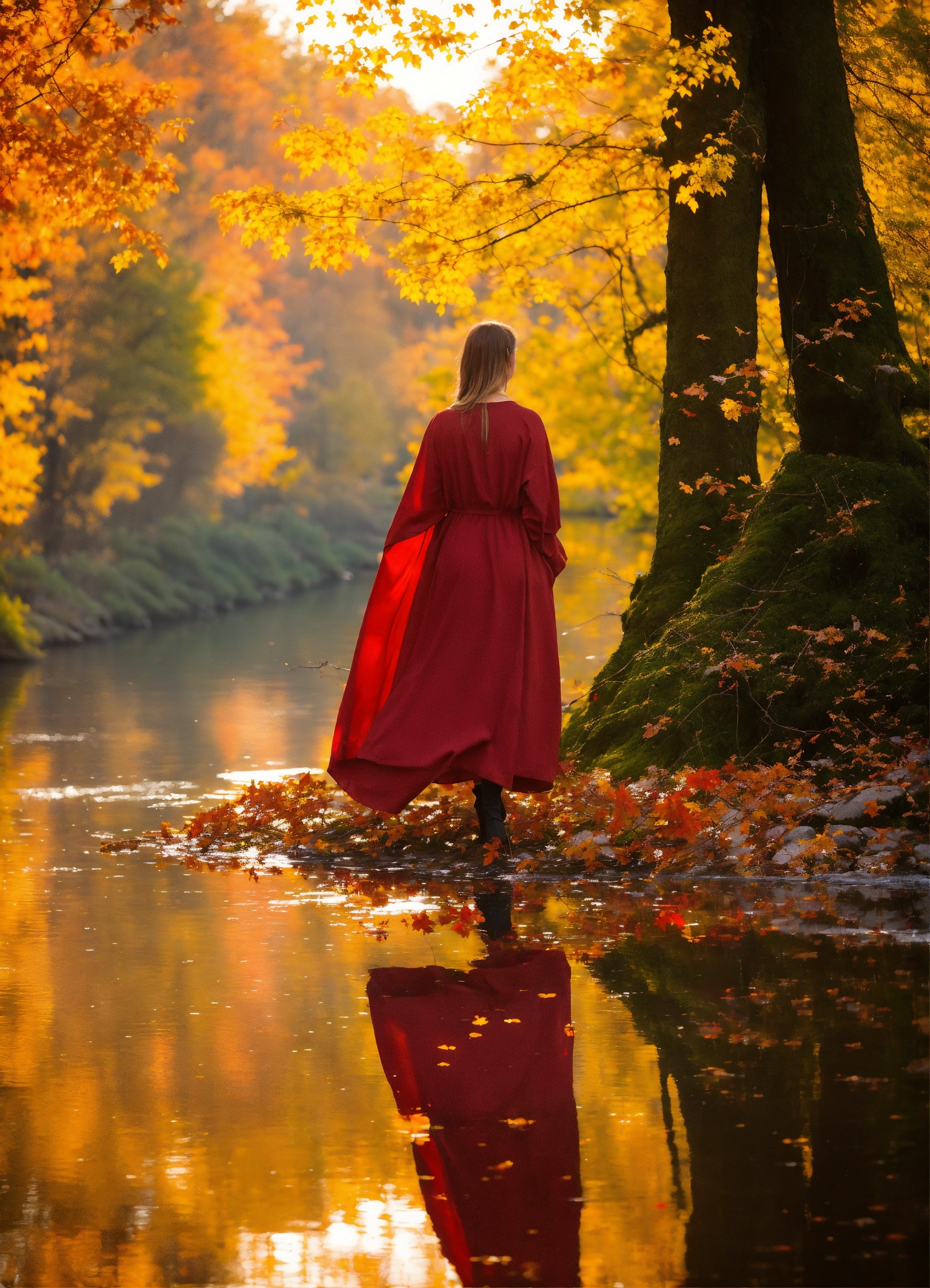 Lexica - Une jeune femme élégante, vêtue d'une robe rouge éclatante, se ...