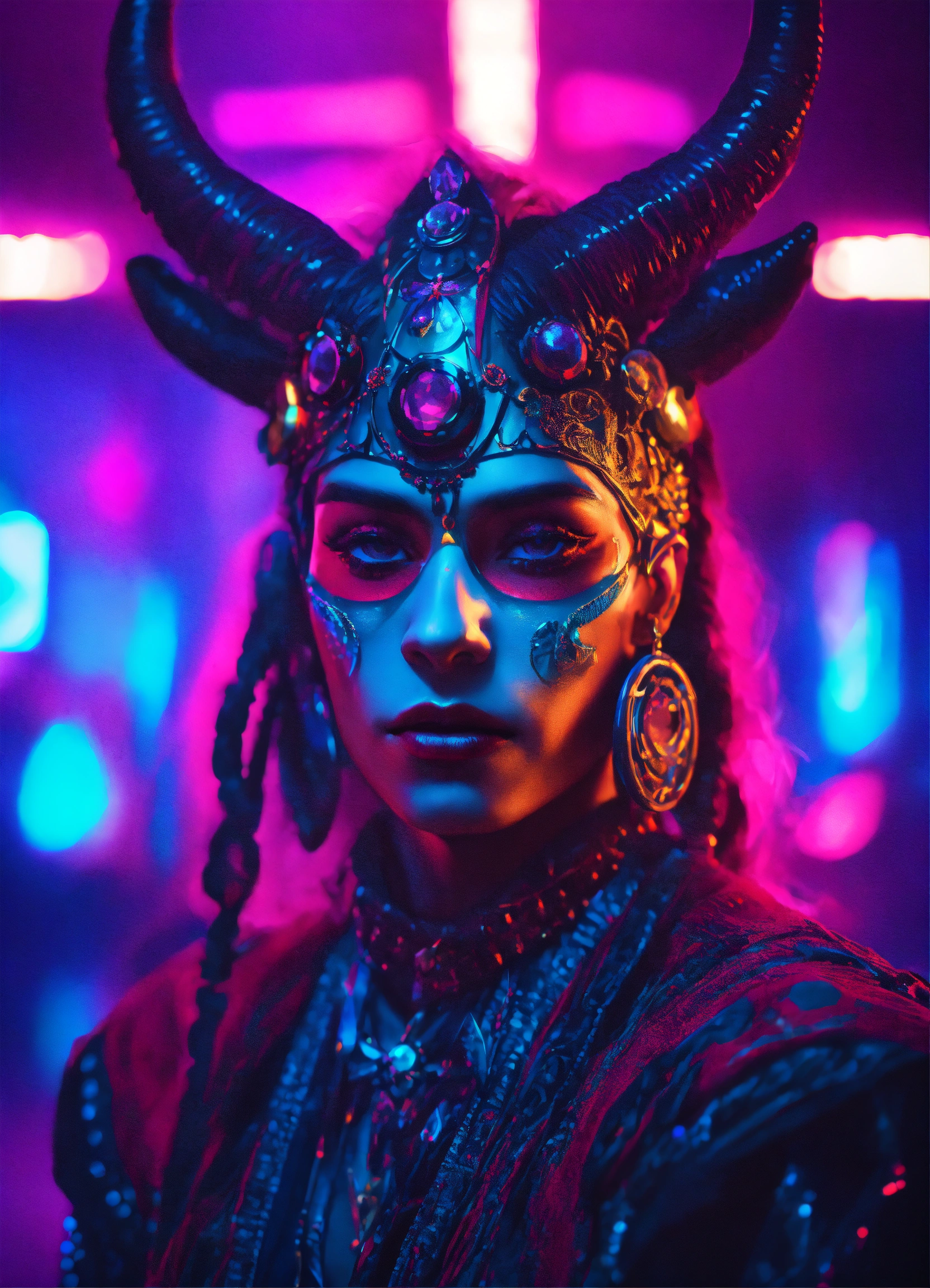 Lexica - I’m Photorealistic portrait of A gothic demon Shaman in folk ...