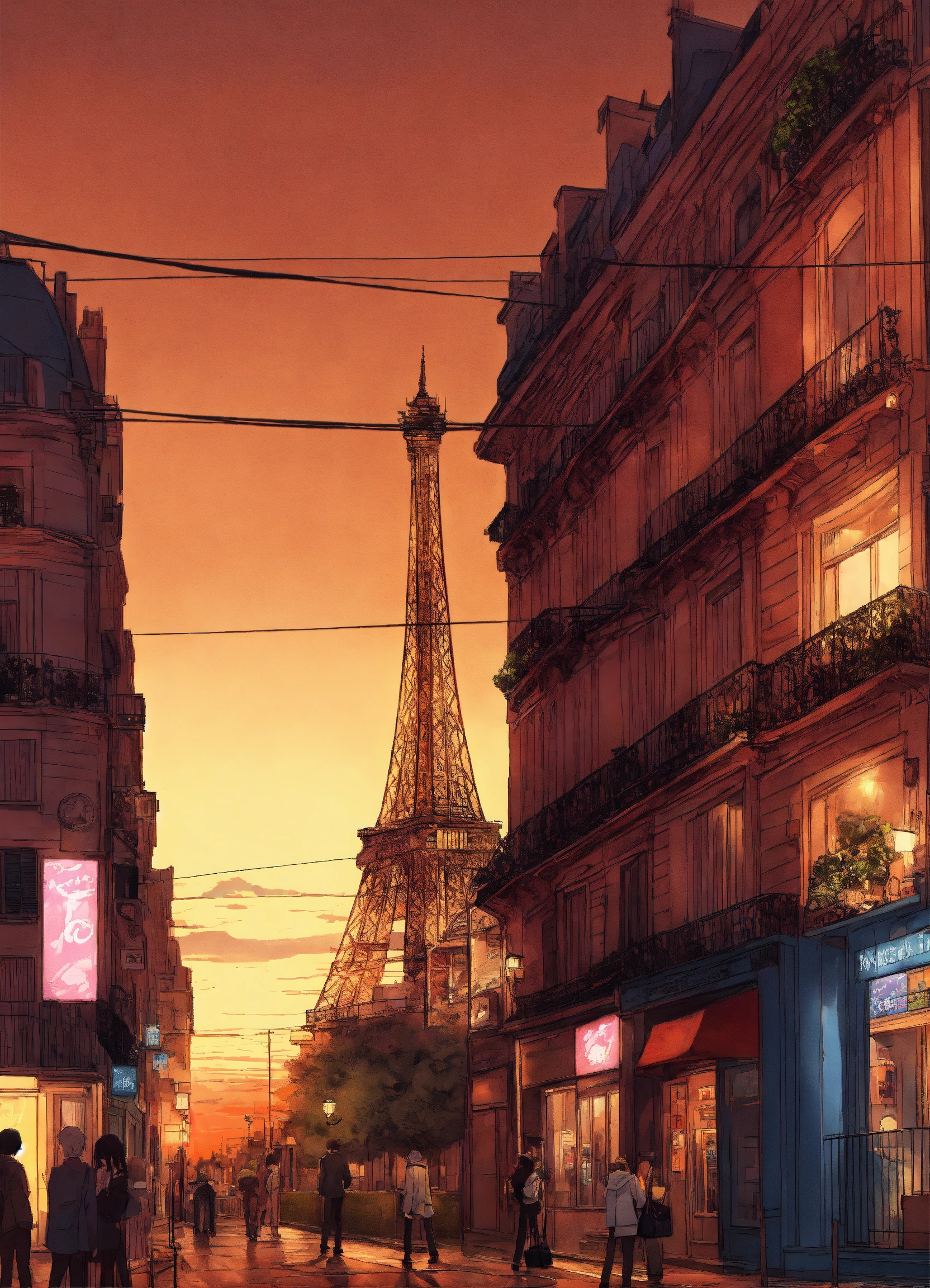 Lexica - Neo-Paris, 2D estilo anime y manga, de noche