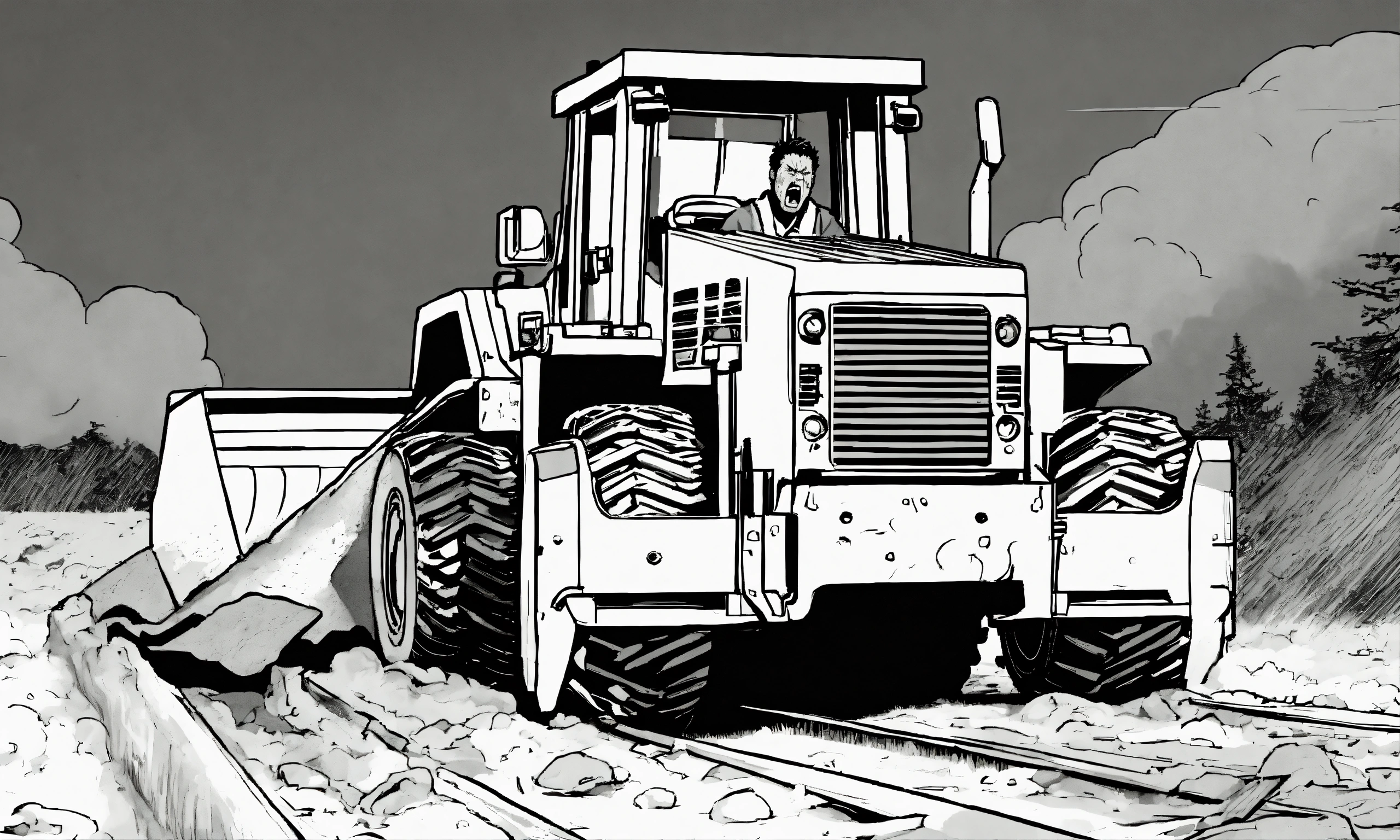 Lexica - A black and white illustration of angry 35 year old man ...