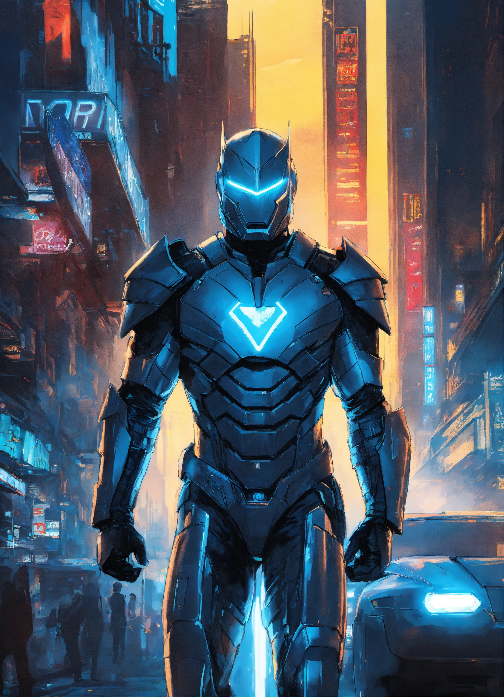 Lexica - Futuristic superhero, wearing a sleek and slim suit of armor ...