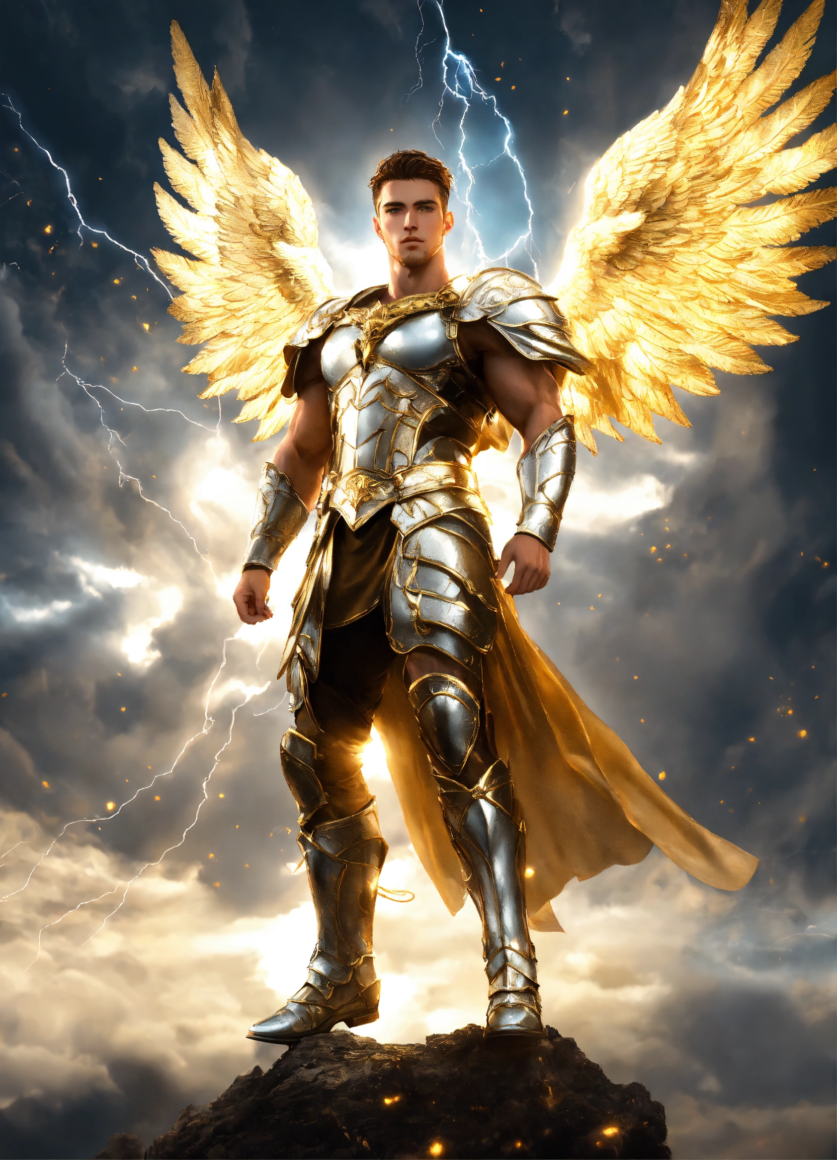 Lexica - Full body strong handsome white male god angel with wings ...
