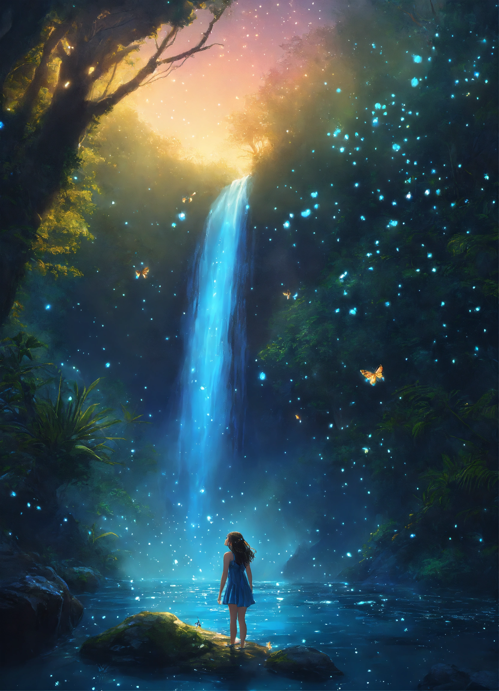 Lexica - Photo of Nayade splashing in an enchanted sparkling rainforest ...