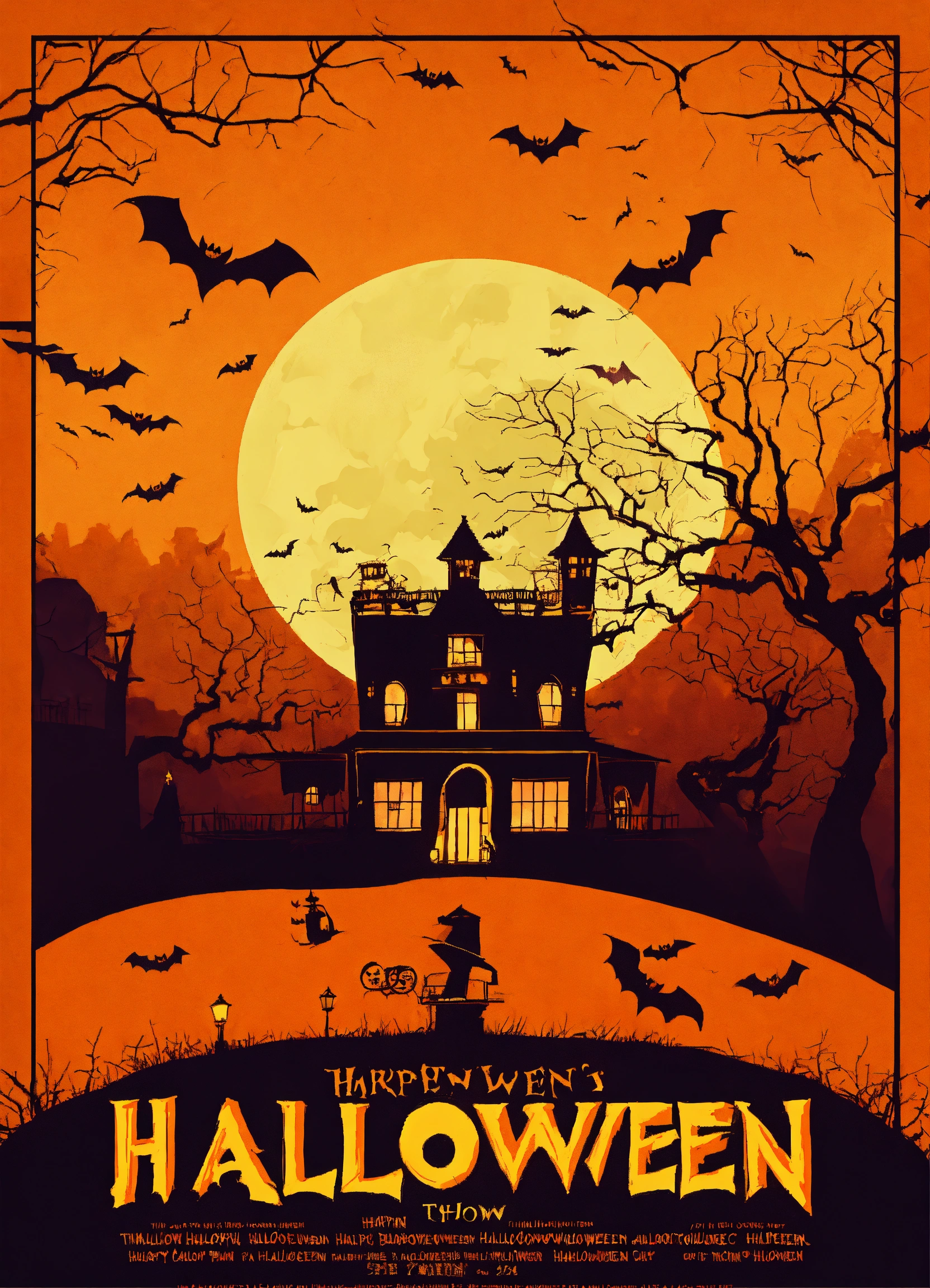 Lexica - Halloween party poster, Tim Burton's style, orange color ...