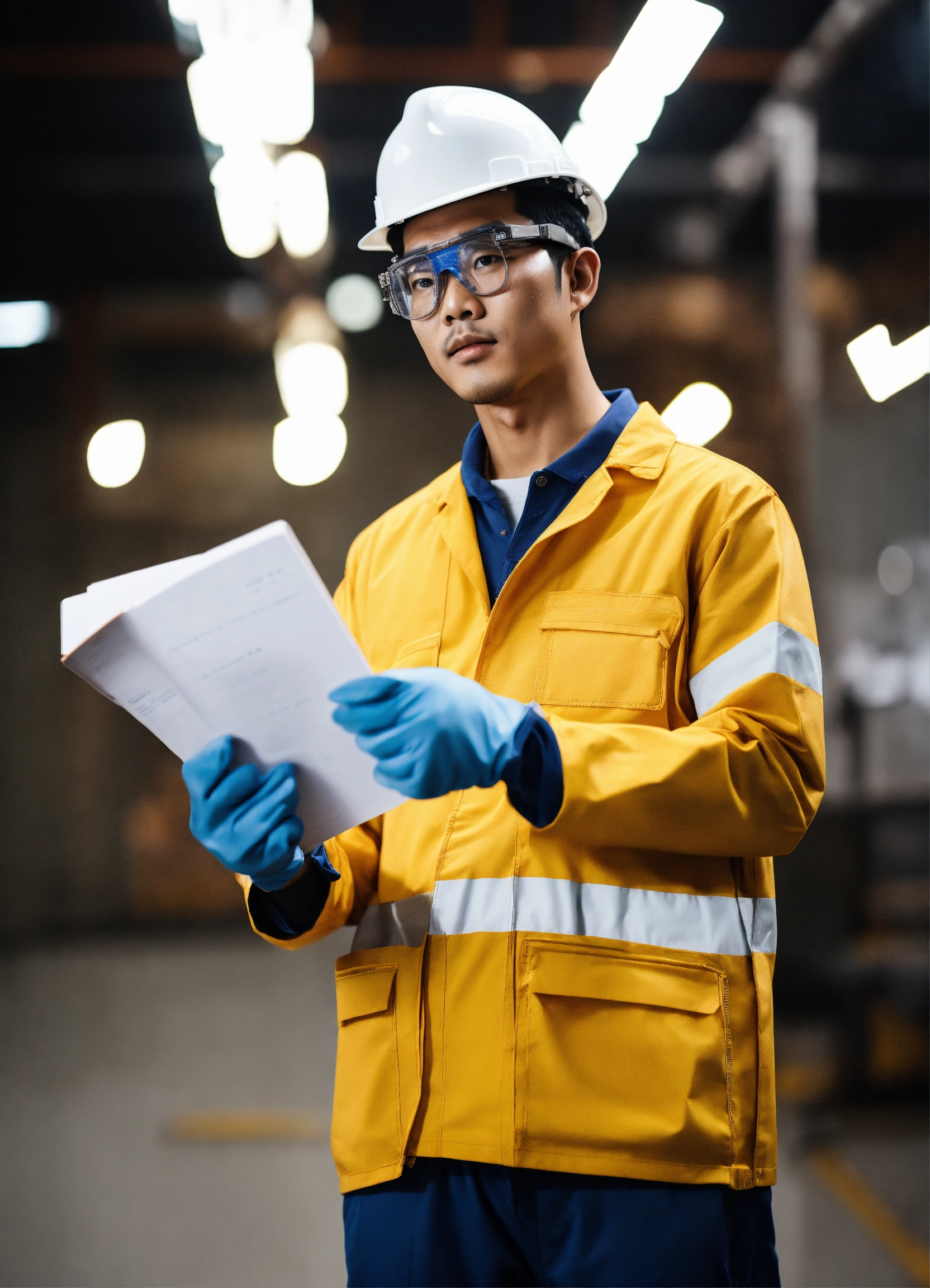 Lexica - Full body image of Asian male wearing engineering coverall ...