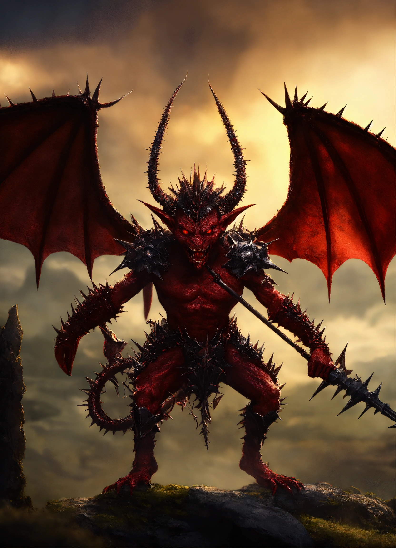 Lexica - A small flying demon imp with long arms covered in spikes with ...