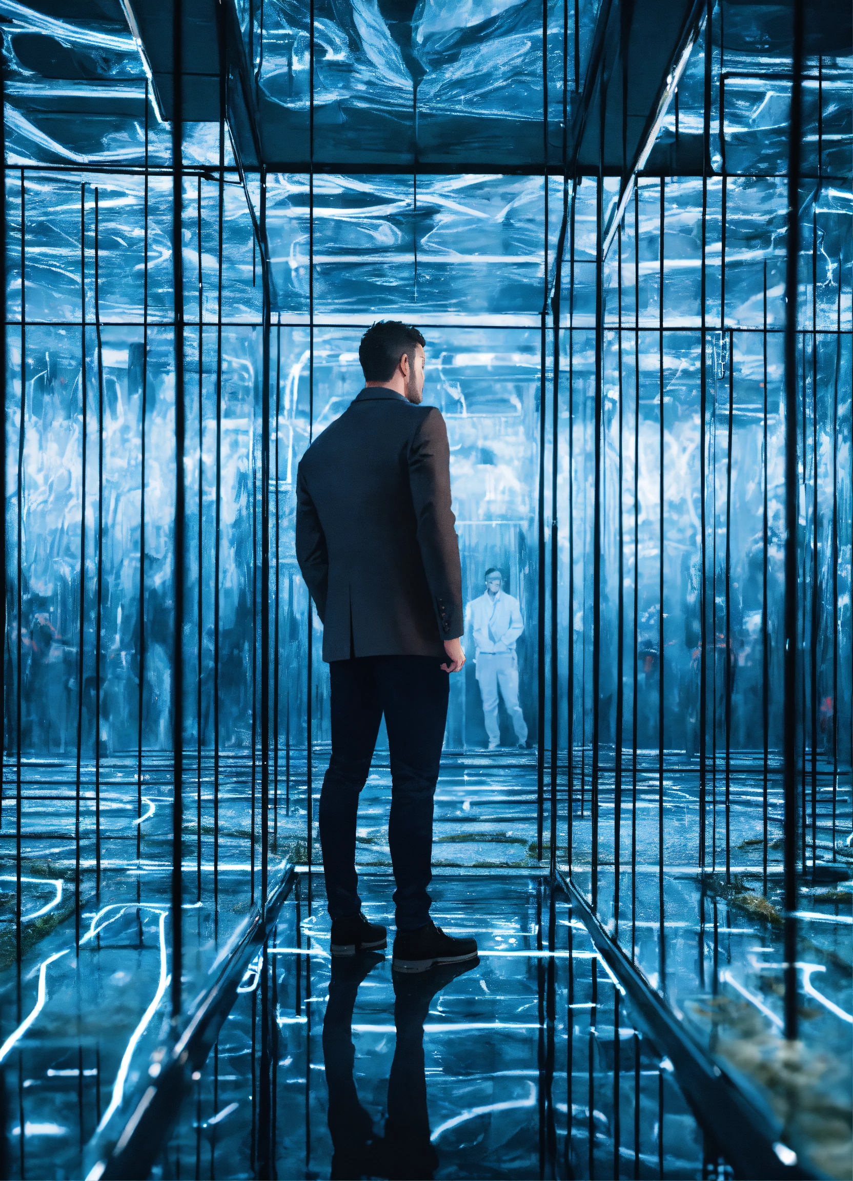 Lexica - Man in the glass labyrinth in modern style