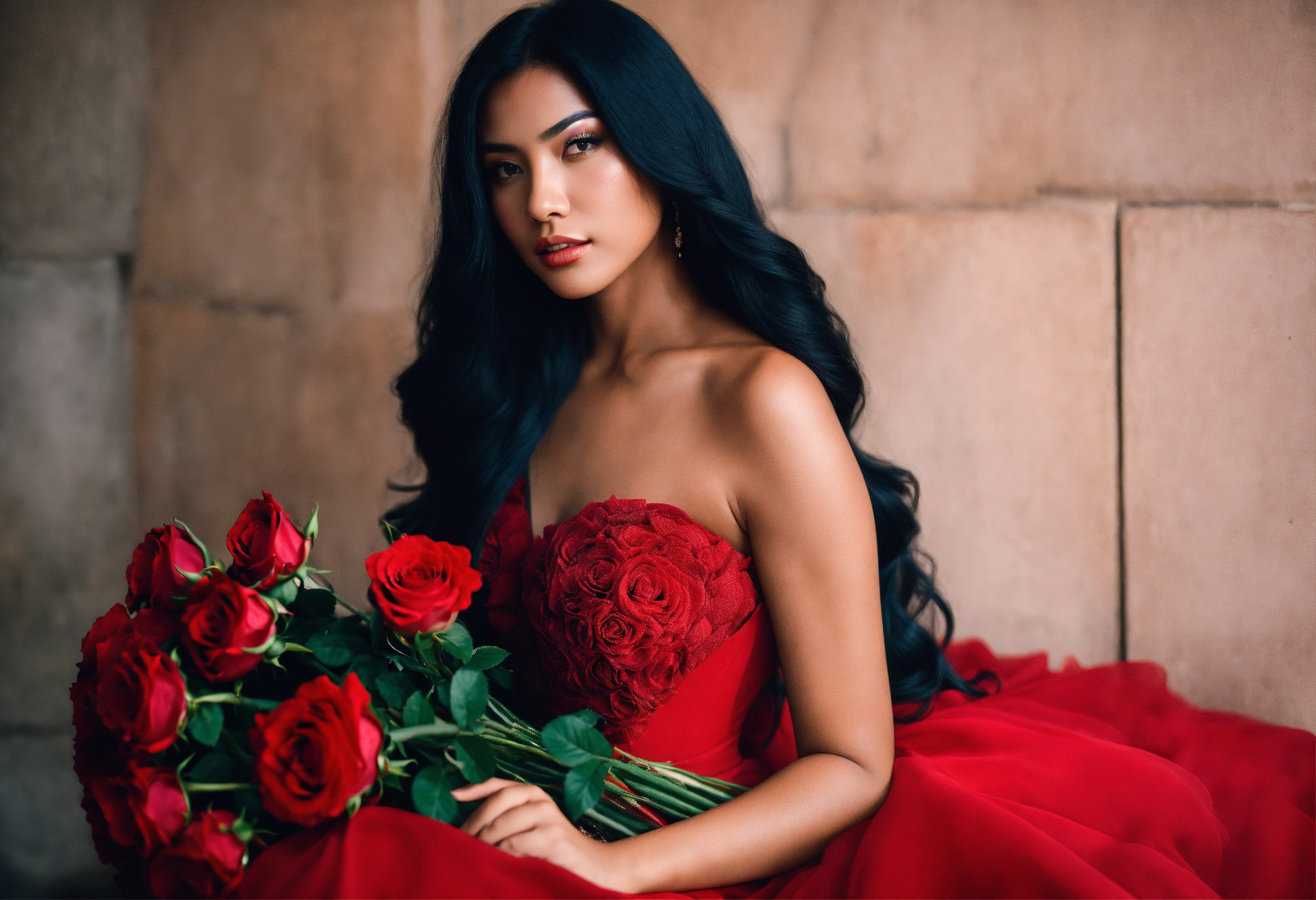 Lexica - A beautiful tan-skin woman with long black hair dressed in a ...