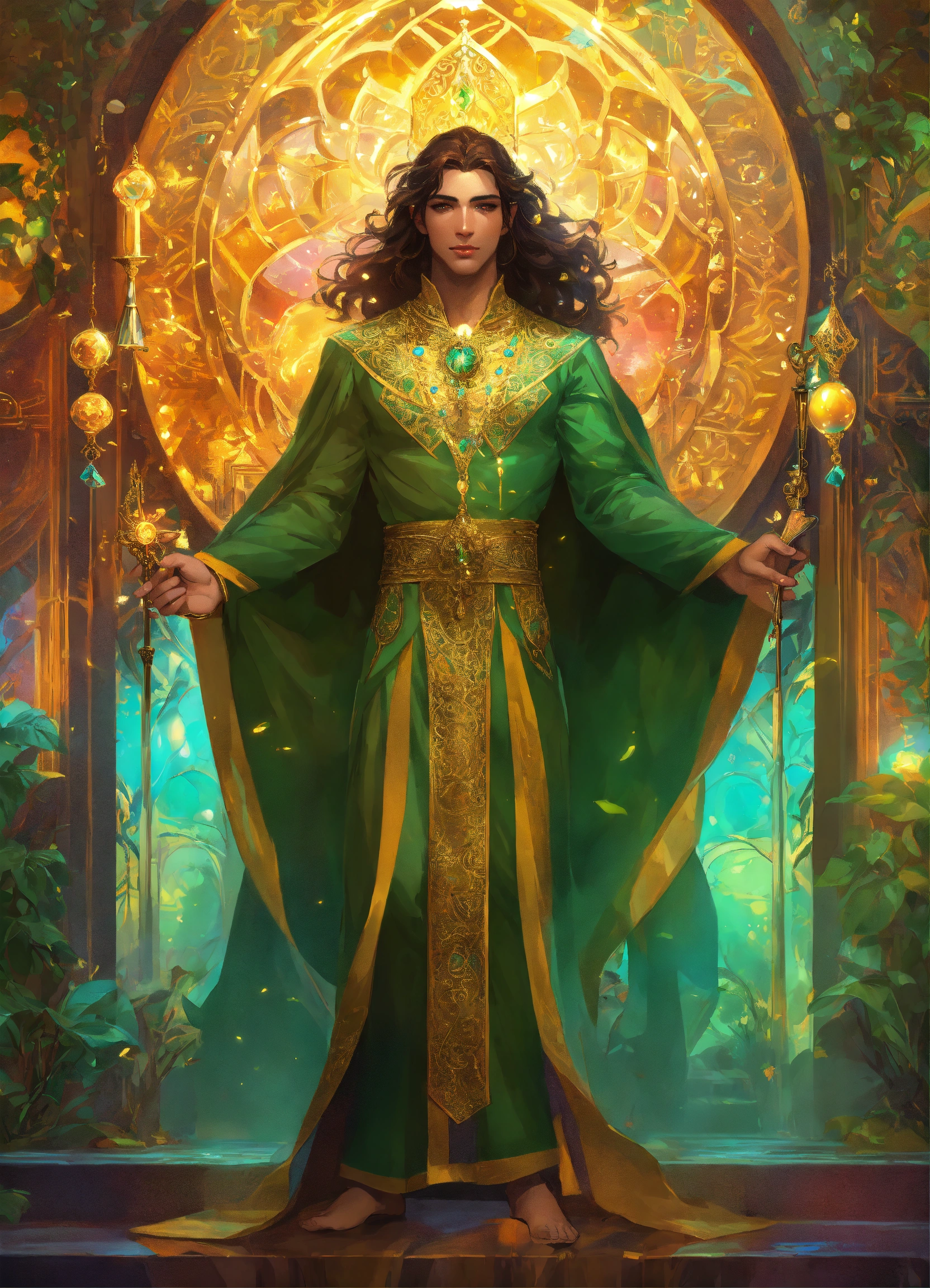 Lexica - Symmetry, full body portrait of gorgeous, persian elf male ...