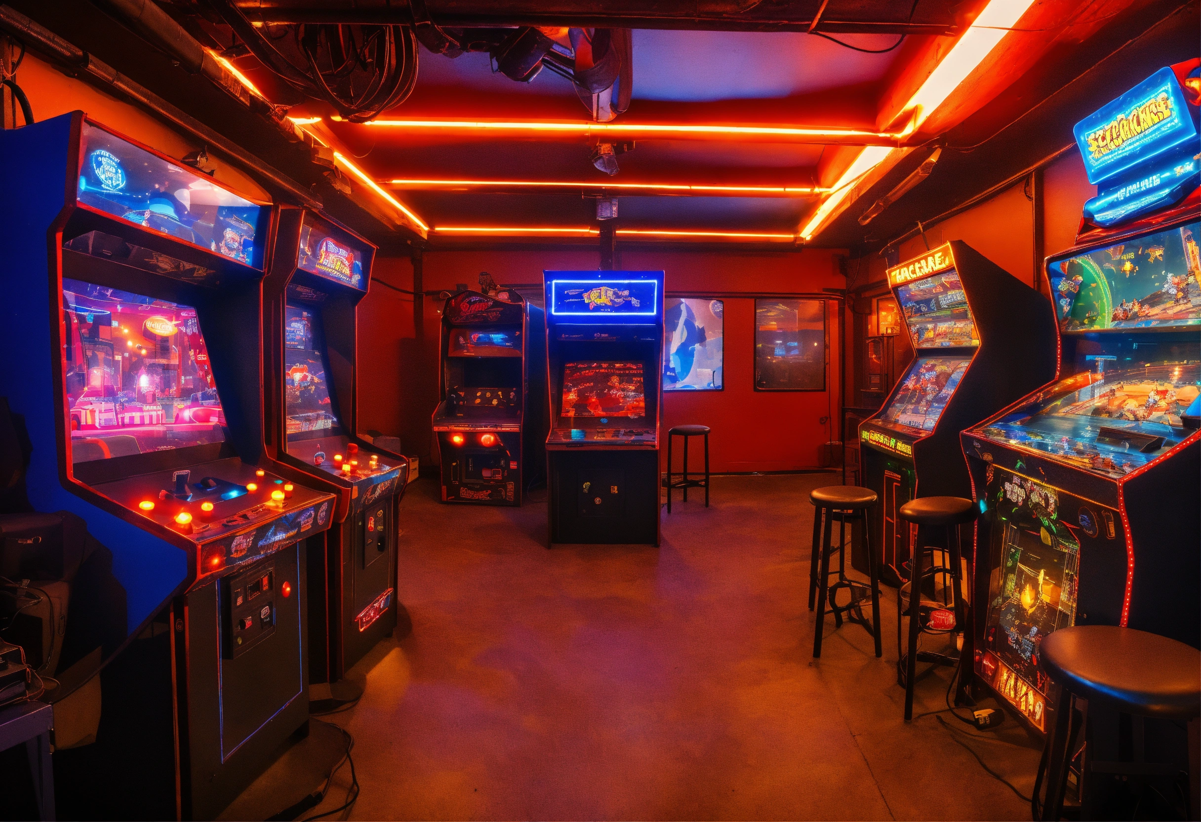 Lexica - Sci Fi tech base of operations with arcade machine, lots of ...