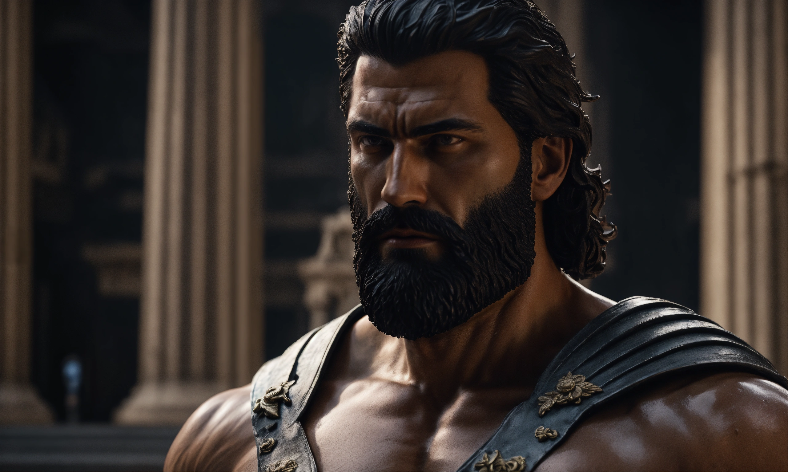 Lexica - A muscular statue of a strong Greek man with a beard and scars ...