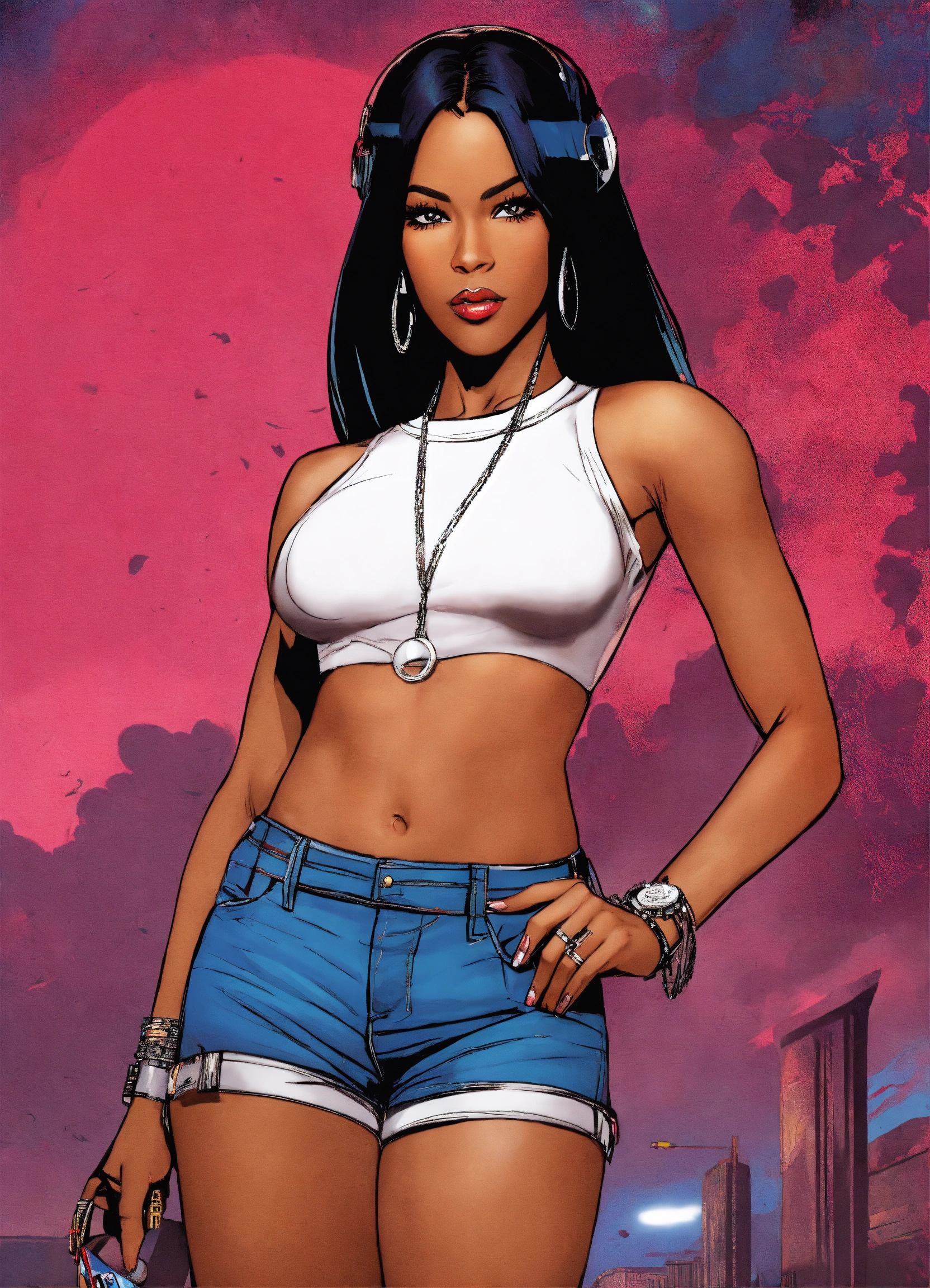 Lexica - Aaliyah Comic book style outfit