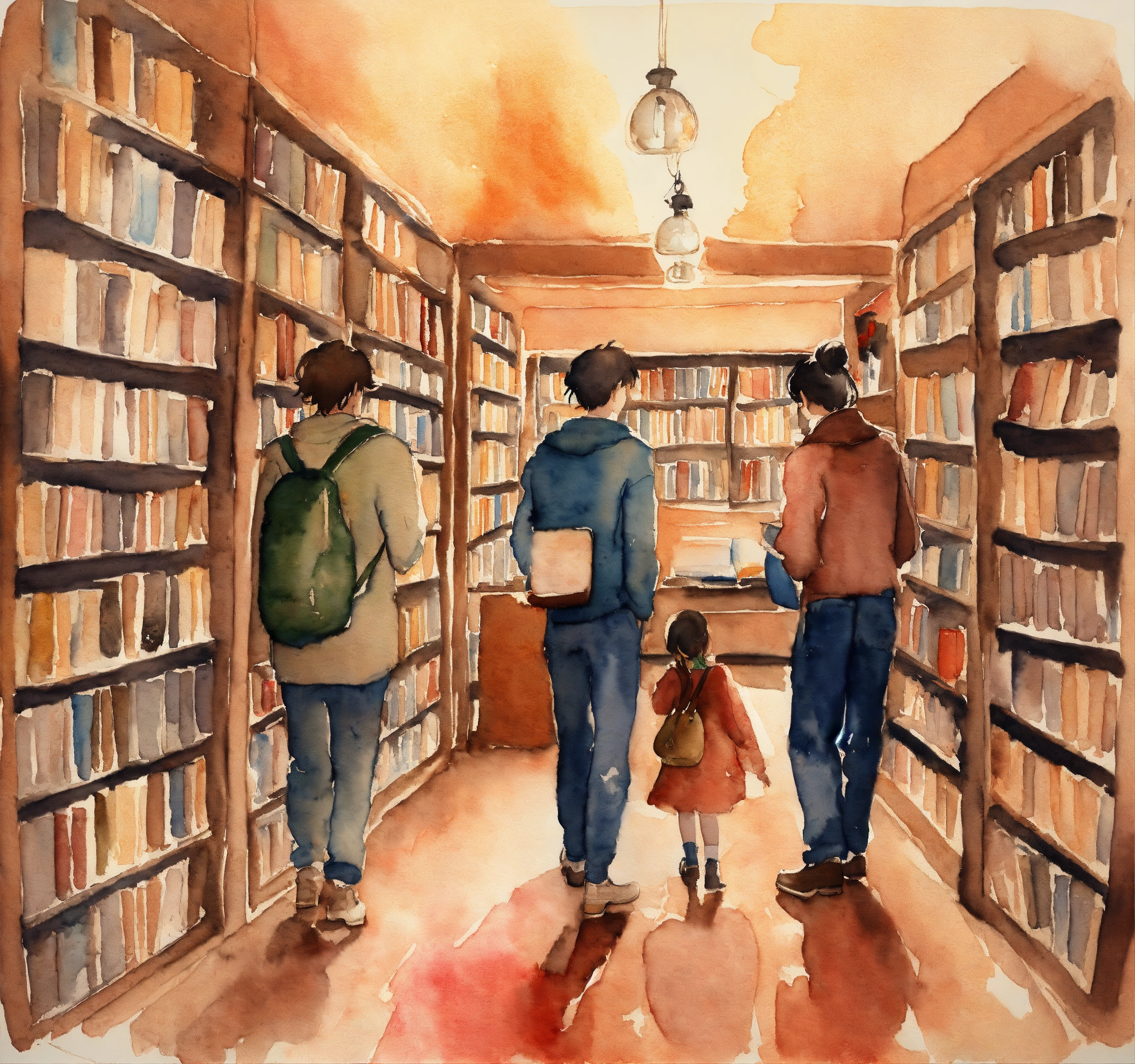 Lexica - A watercolor of a book gang