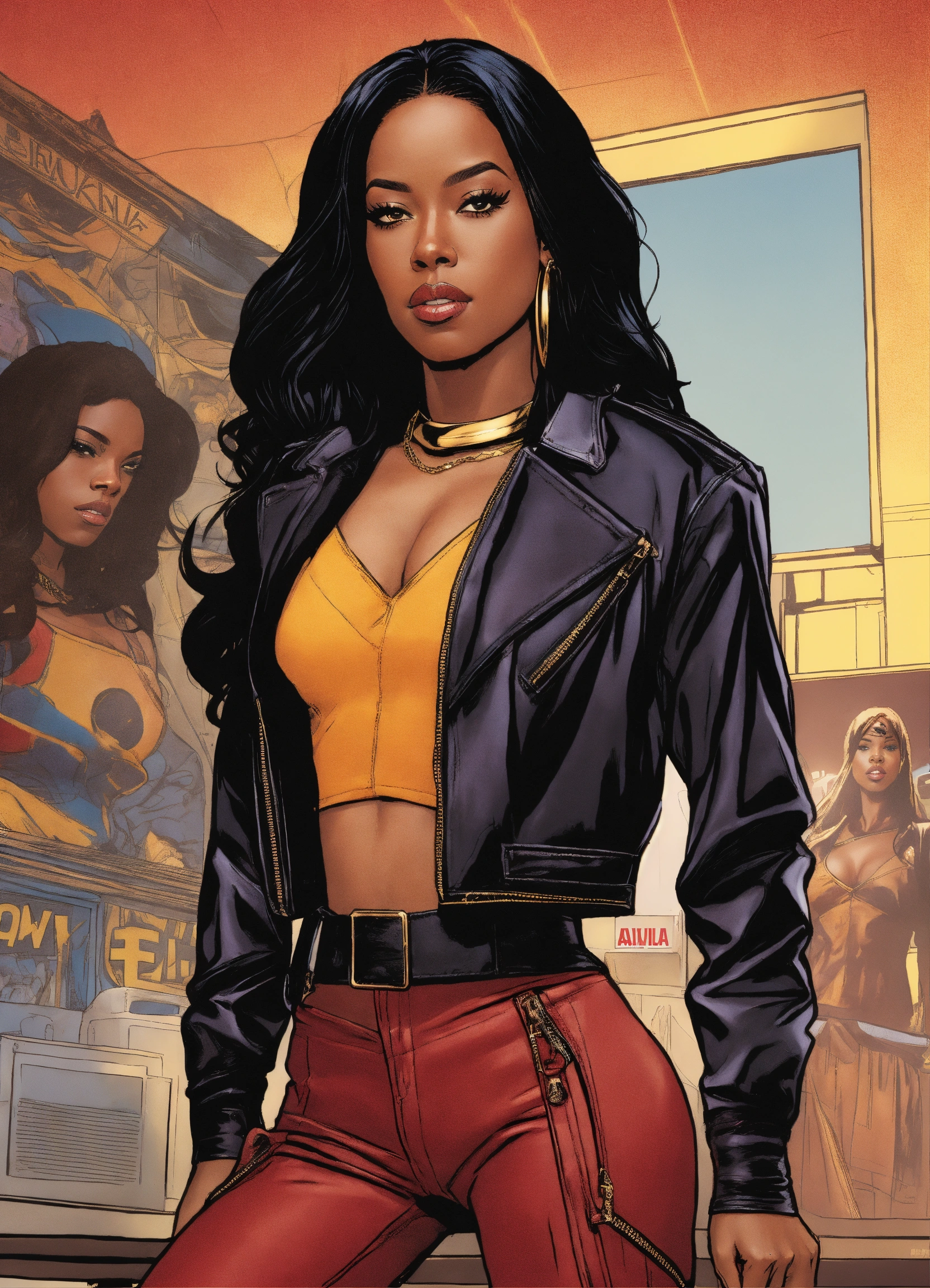 Lexica - Aaliyah Comic book style outfit