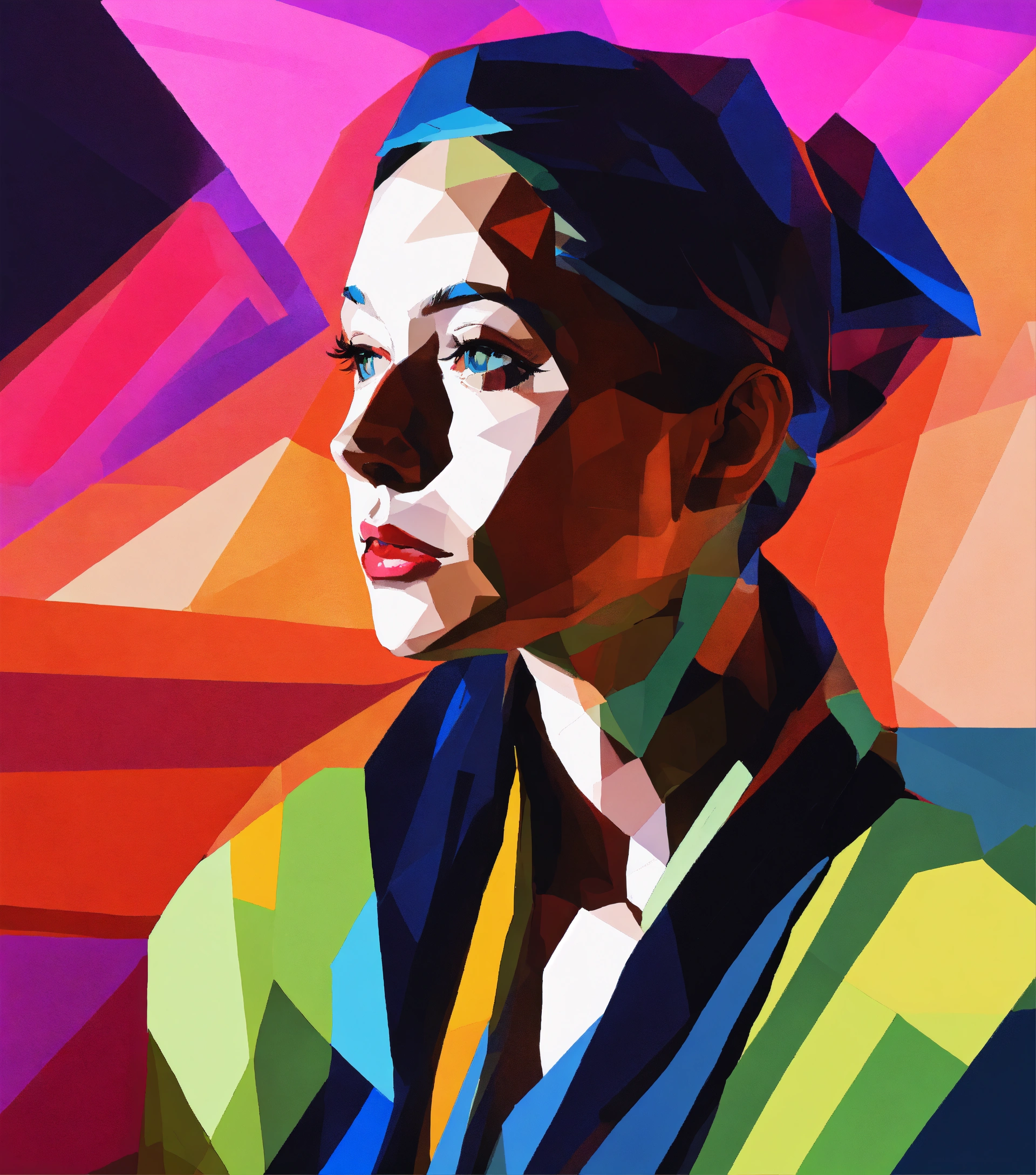 Lexica - Simplified abstract illustration of close up portrait of Life ...