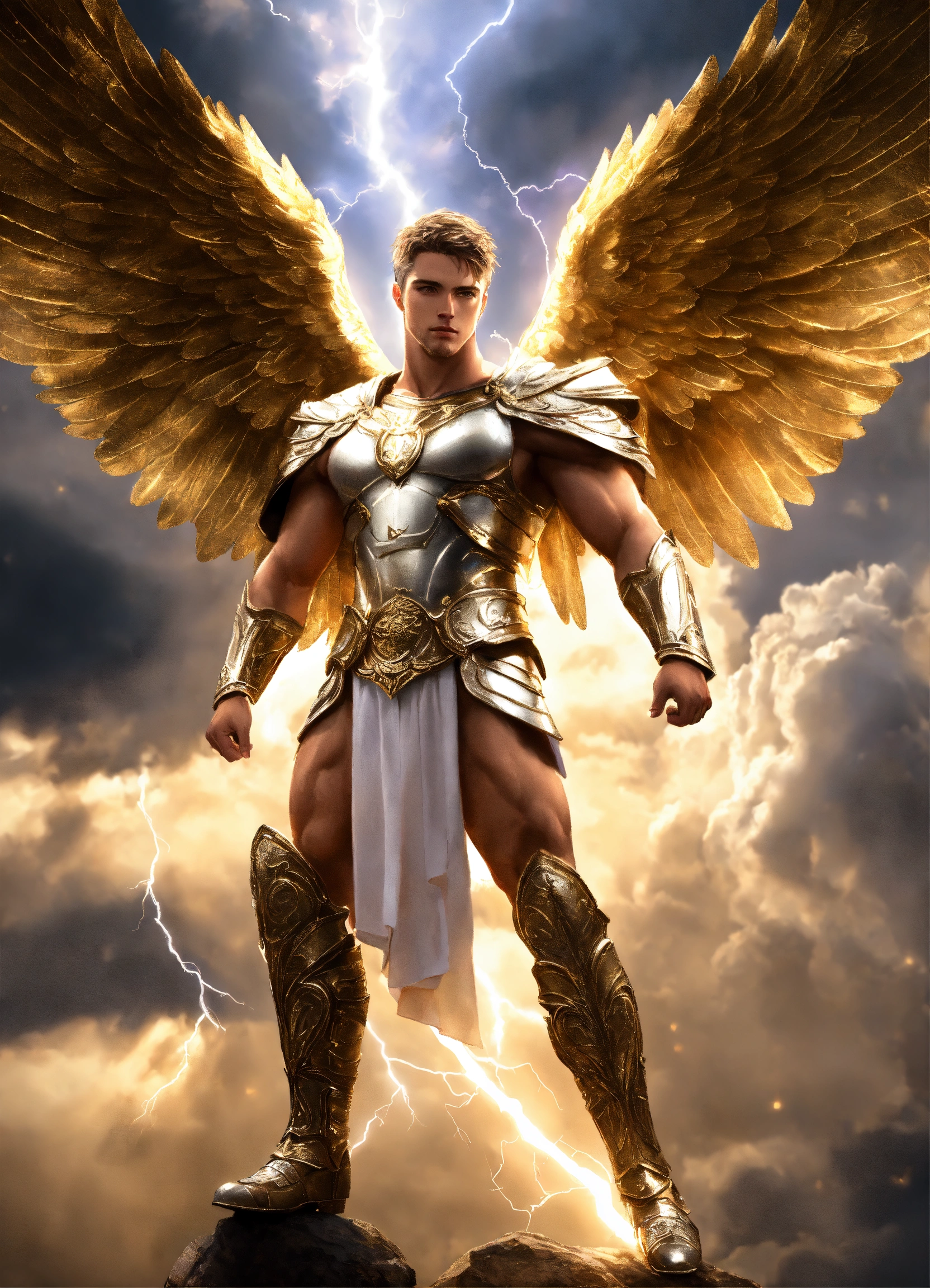 Lexica - Full body strong handsome white male god angel with wings ...