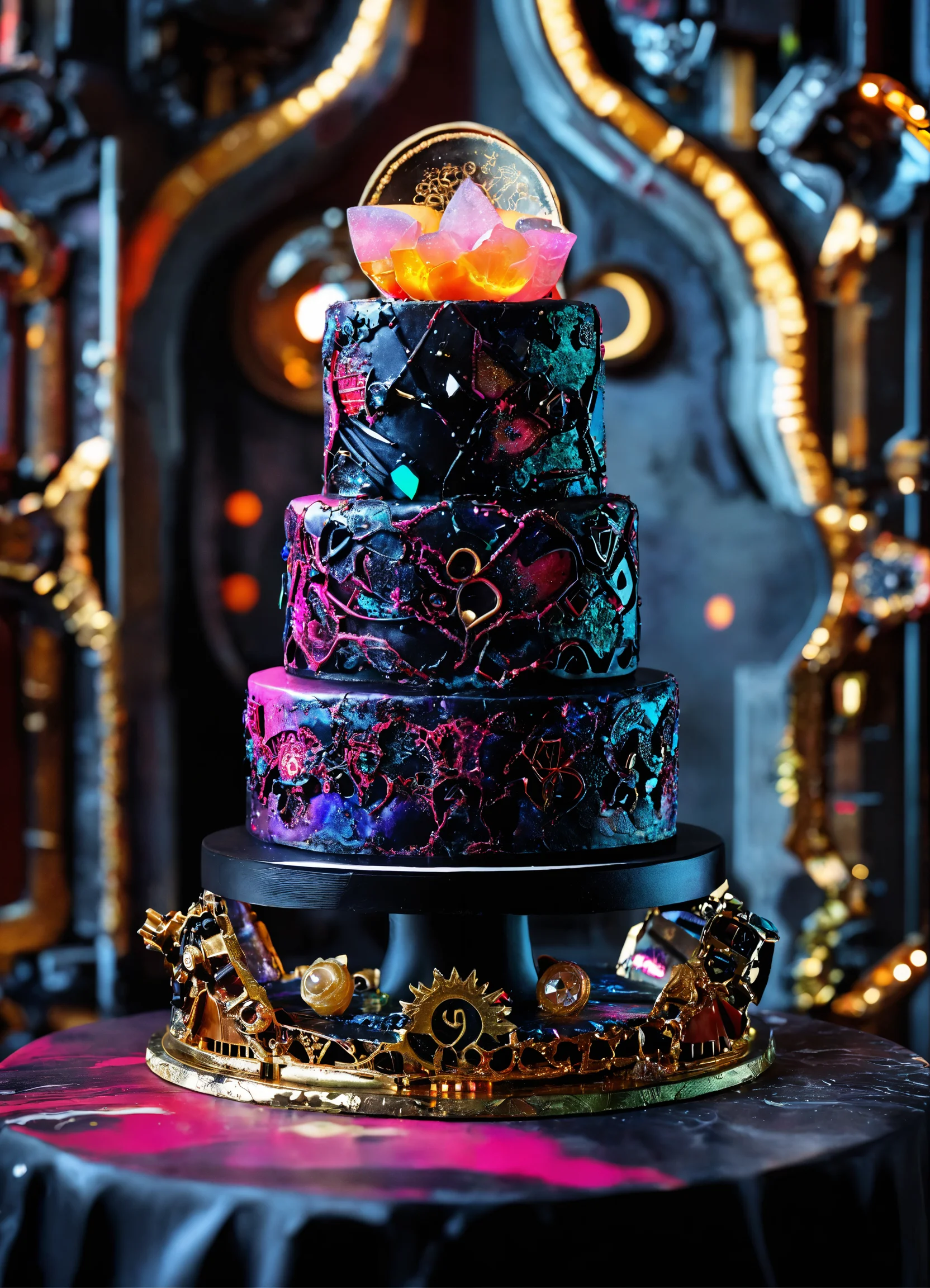 Lexica - Hyper-realistic cake with structural fondant designs, topped ...
