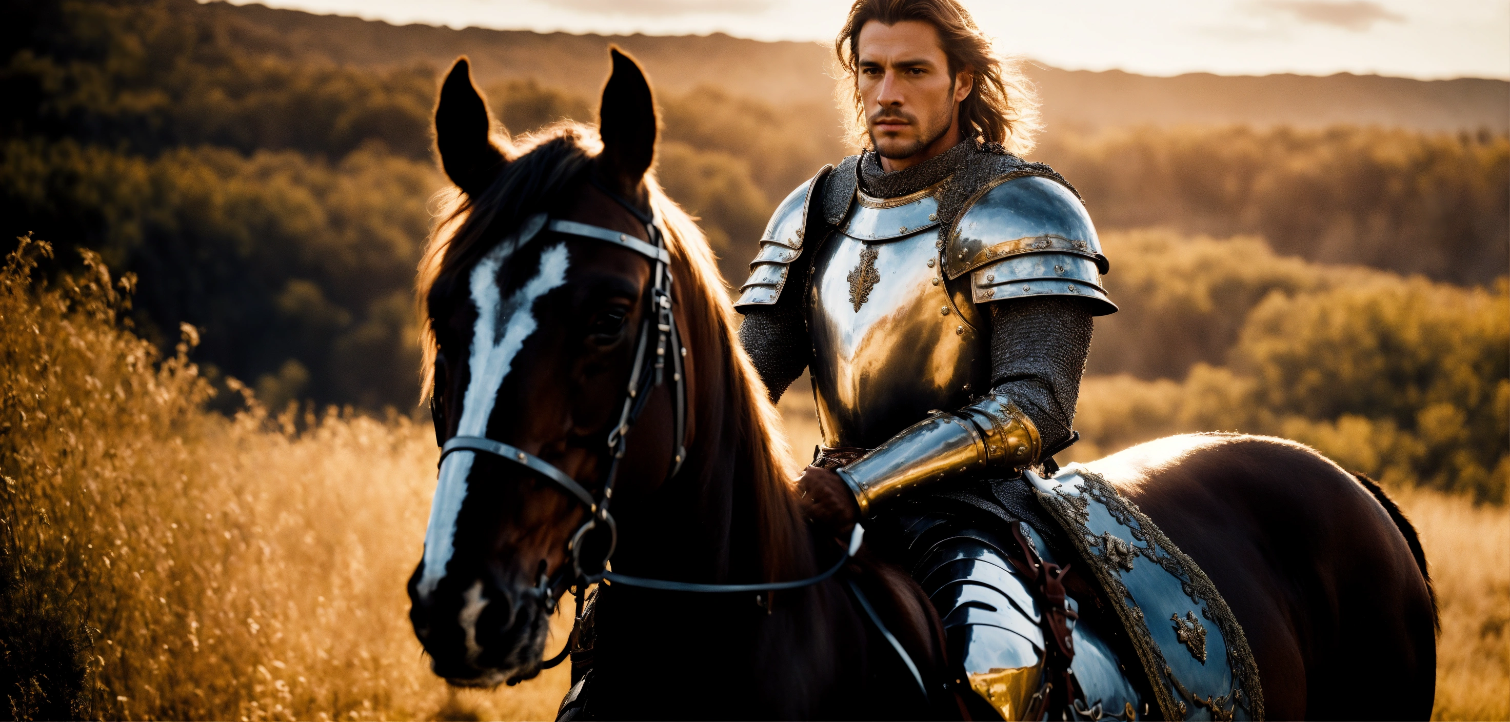 Lexica - Handsome Knight with detailed armour on Horseback, Cinematic ...