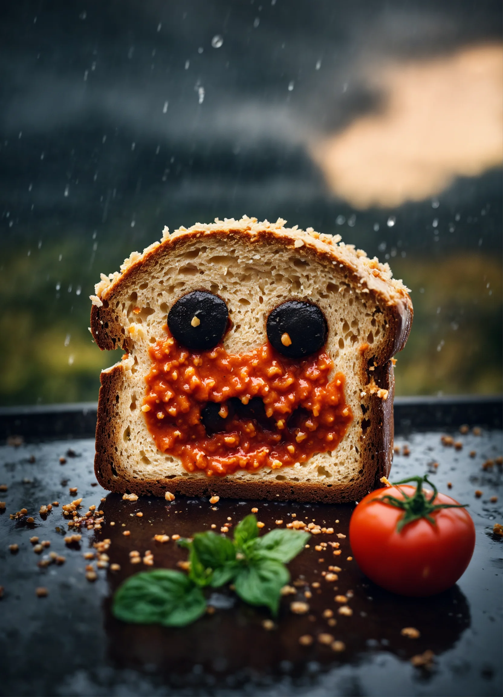 Lexica - Very crying face bread in rain wanna die