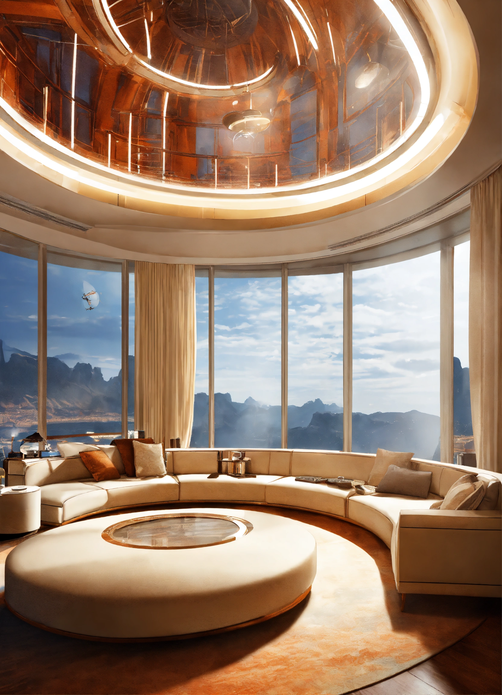 Lexica - Digital art drawing of a white interior of a circular Star ...